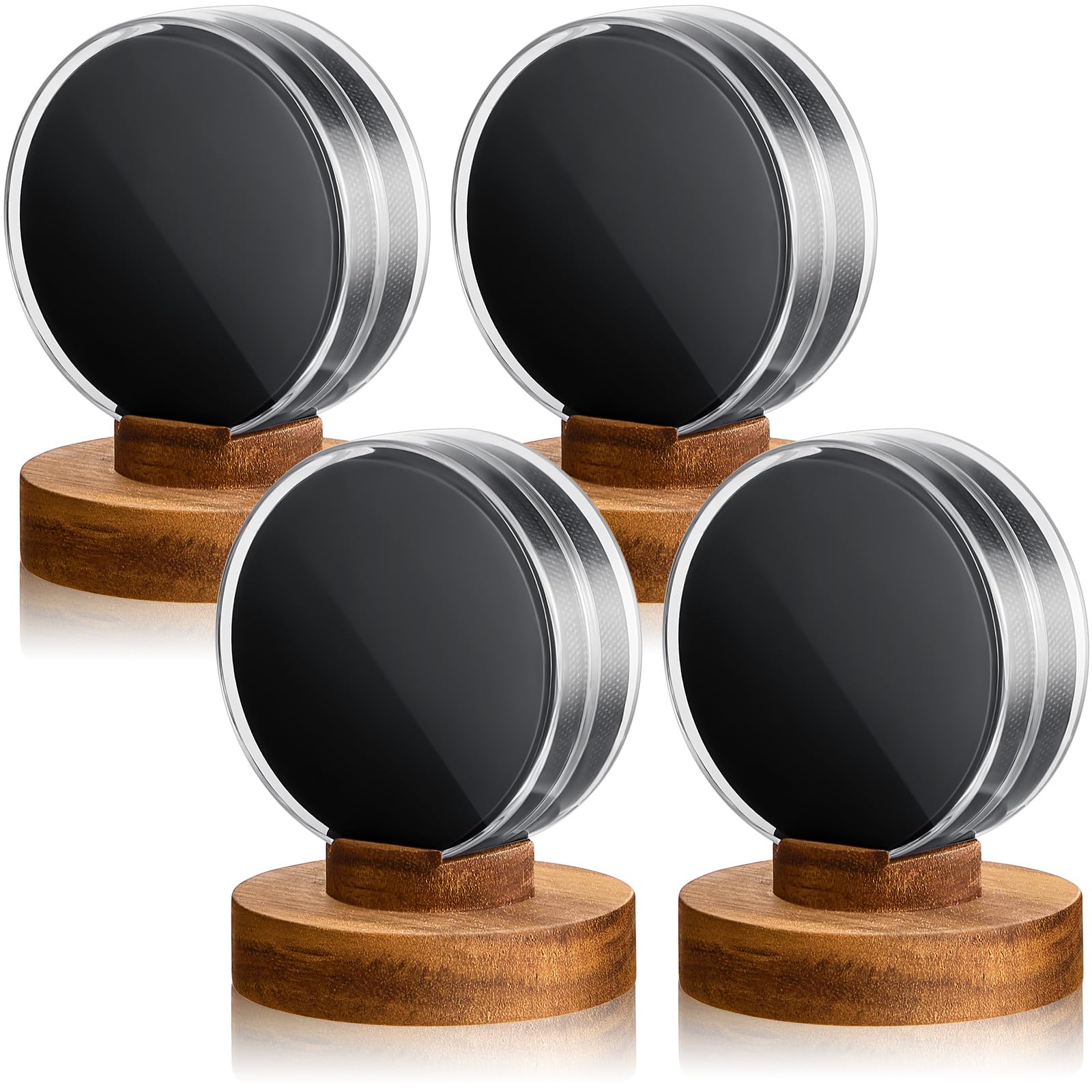 Soaoo 4 Pcs Hockey Puck Display Case Acrylic Hockey Puck Holder with ...
