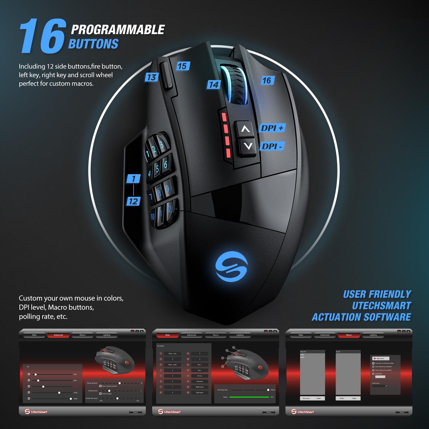 Snapklik.com : Venus Pro RGB Wireless MMO Gaming Mouse, 16,000 DPI ...