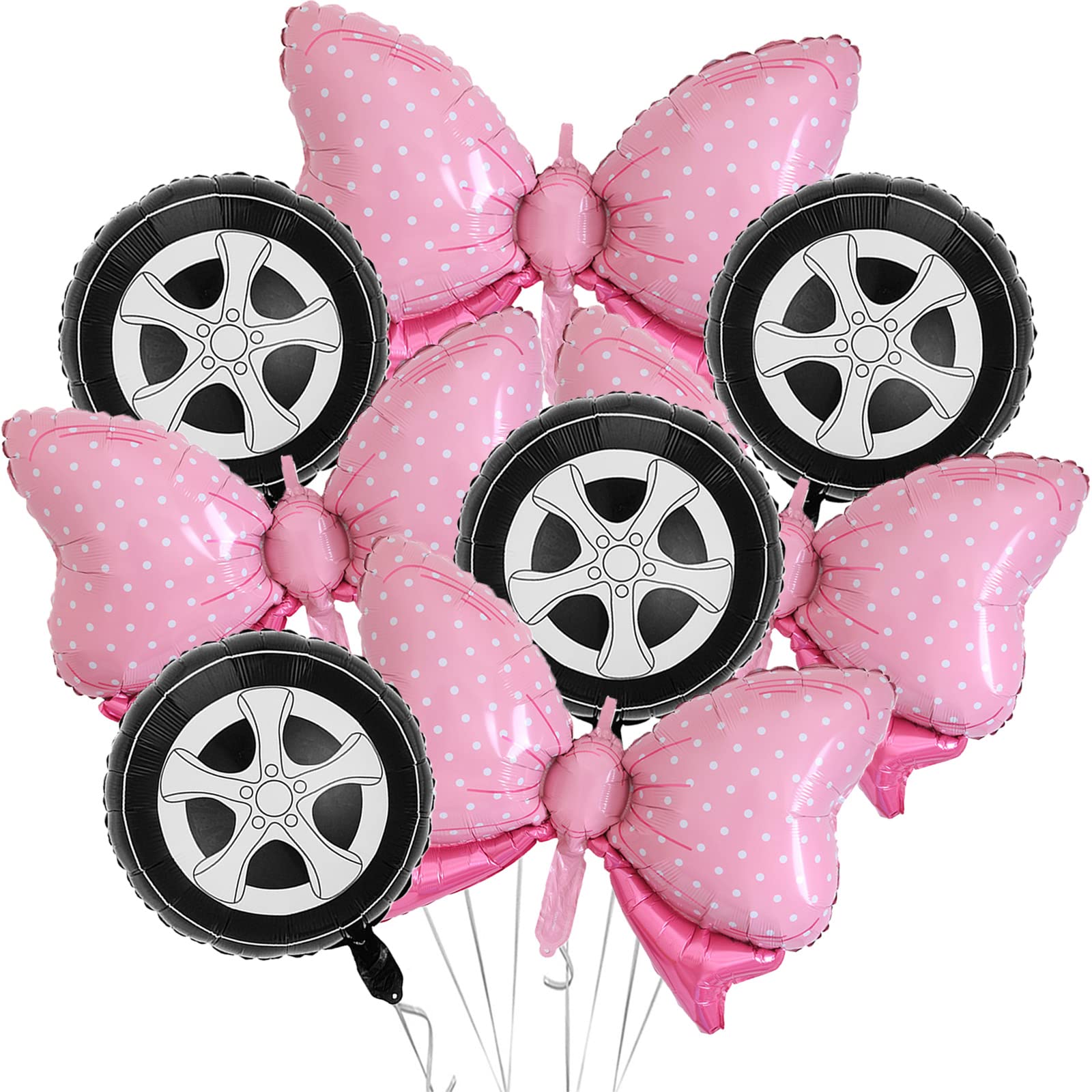 Amazon.com: 8Pcs Wheel Balloons Car Tires Foil Balloons Pink Bows Mylar ...