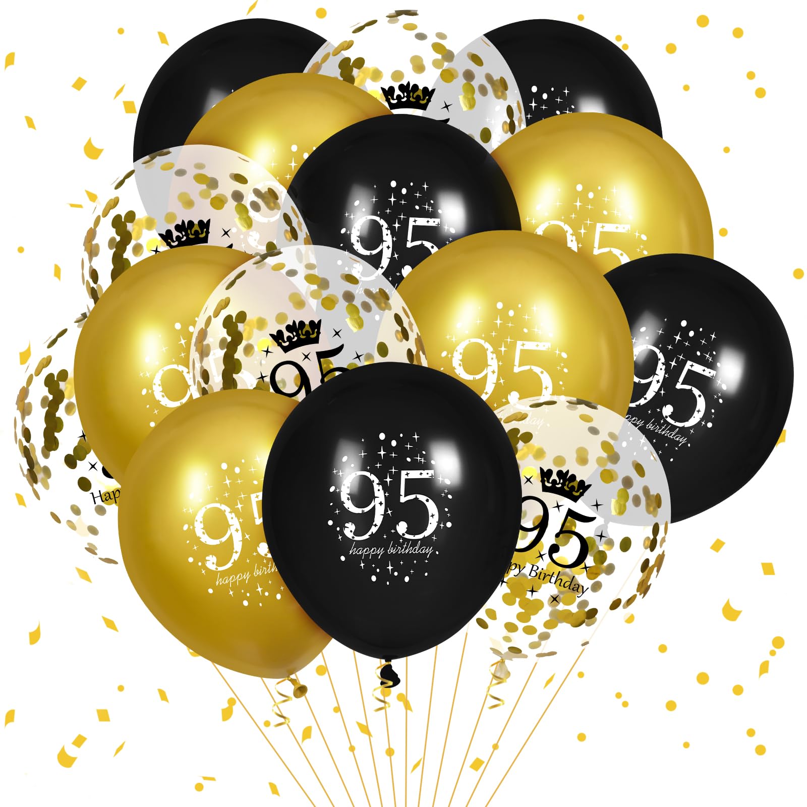 Amazon.com: 95th Birthday Balloons for Men, 15 Pcs Black Gold Happy ...