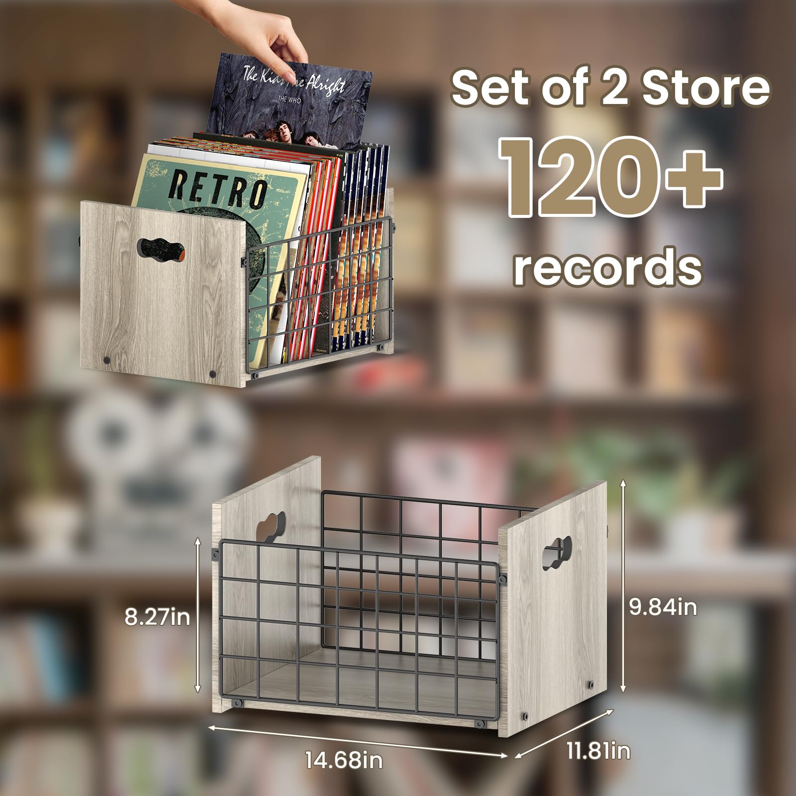 Snapklik.com : YBING 2 Pack Albums Storage For Vinyl Records, LP Vinyl ...