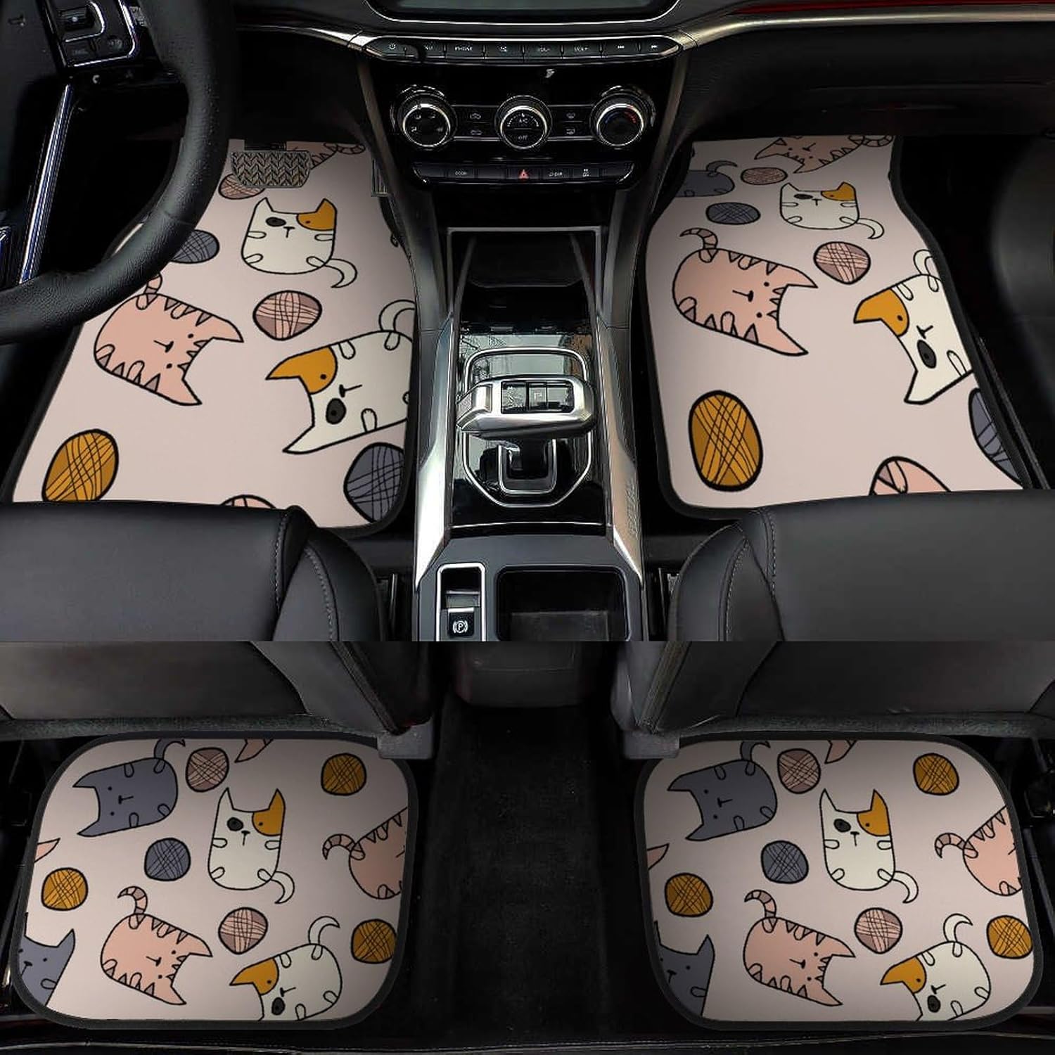 可愛い猫ちゃん カーマット ネコ 猫 動物 Cute Cat Car Mats バックマット2枚 、Gayle_Hard-Workingによっ ...