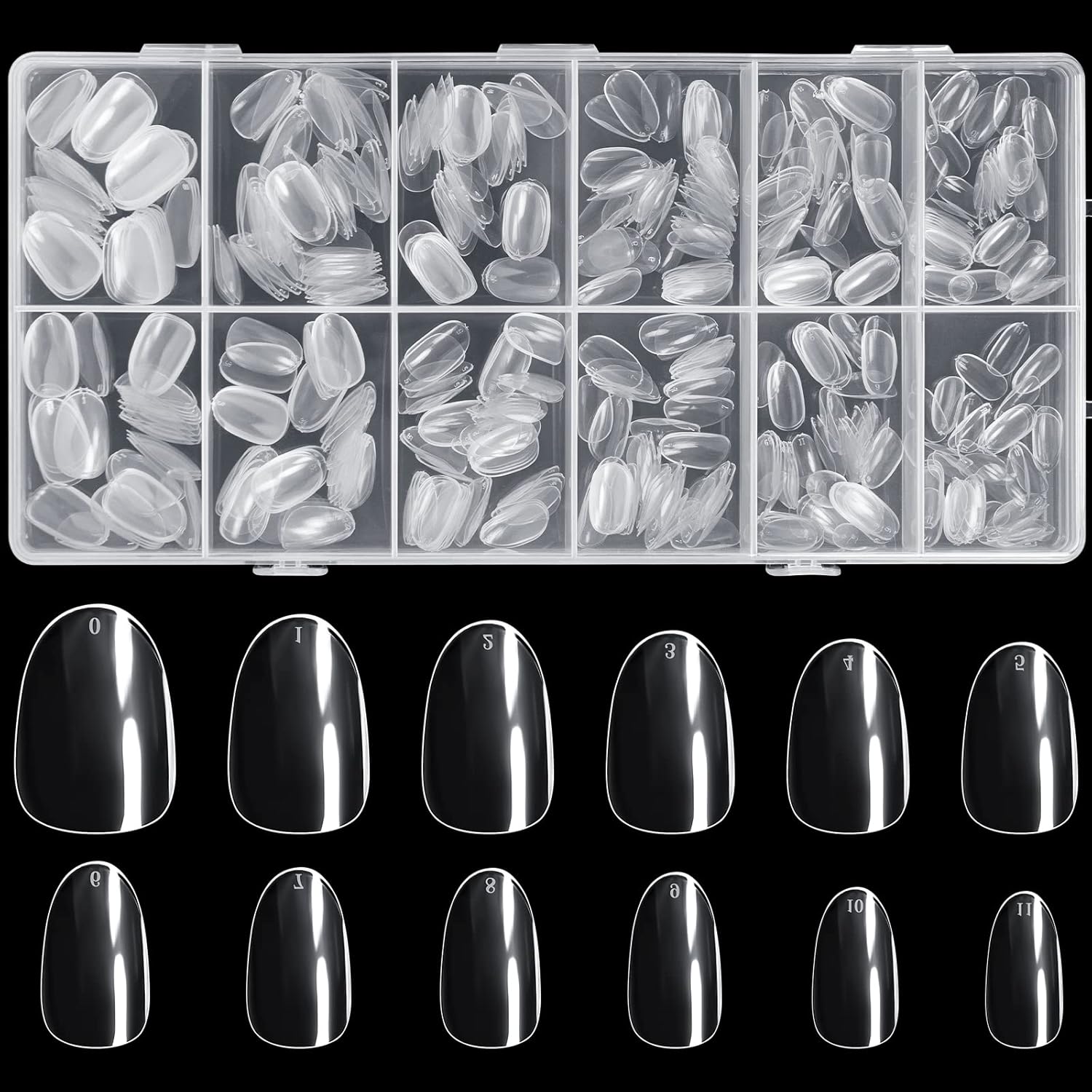 Amazon.com: Short Oval Nail Tips-Funfe 600Pcs Soft Gel Nail Tips Round ...
