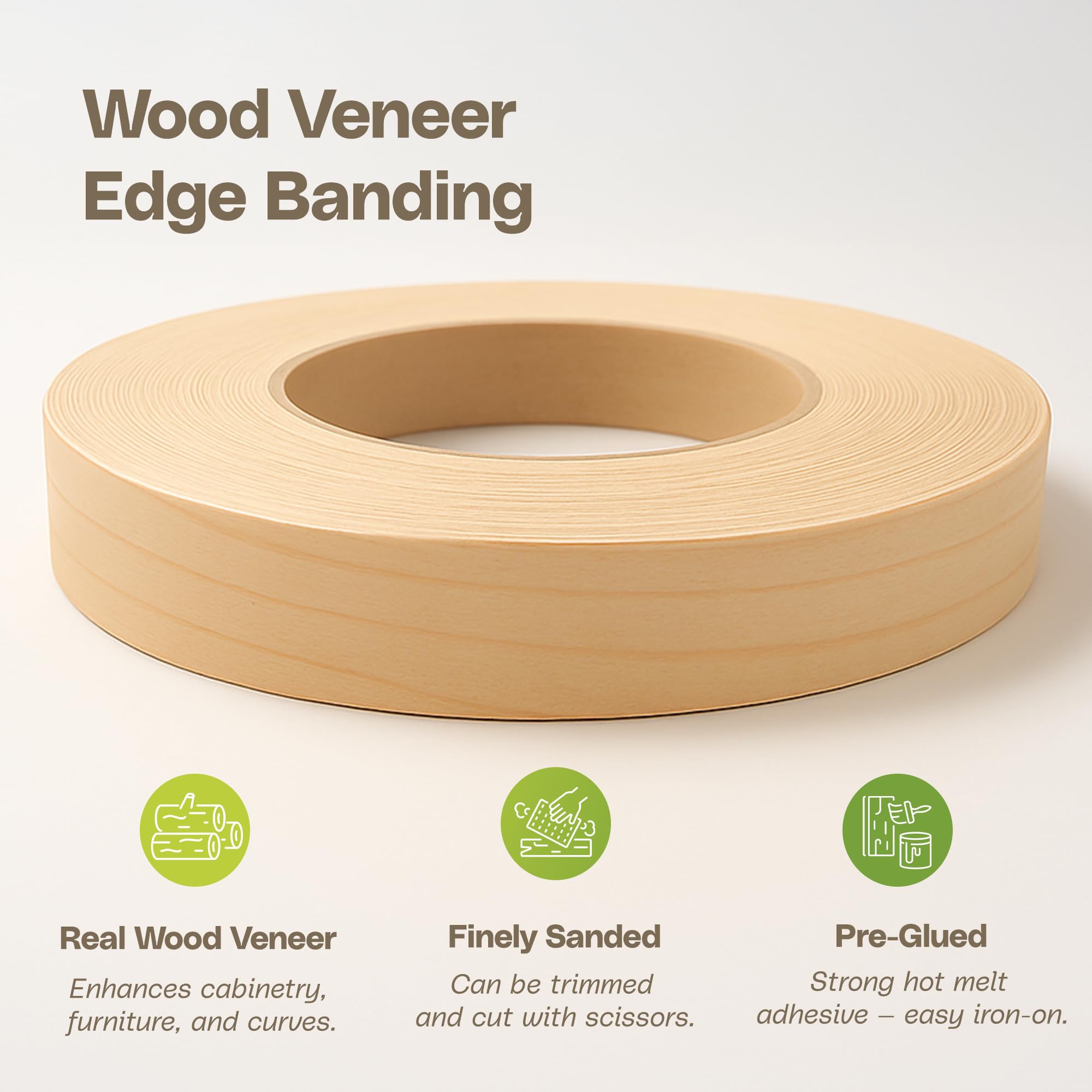 Snapklik.com : Maple 2” X 25 Roll Of Plywood Edge Banding Pre-glued ...