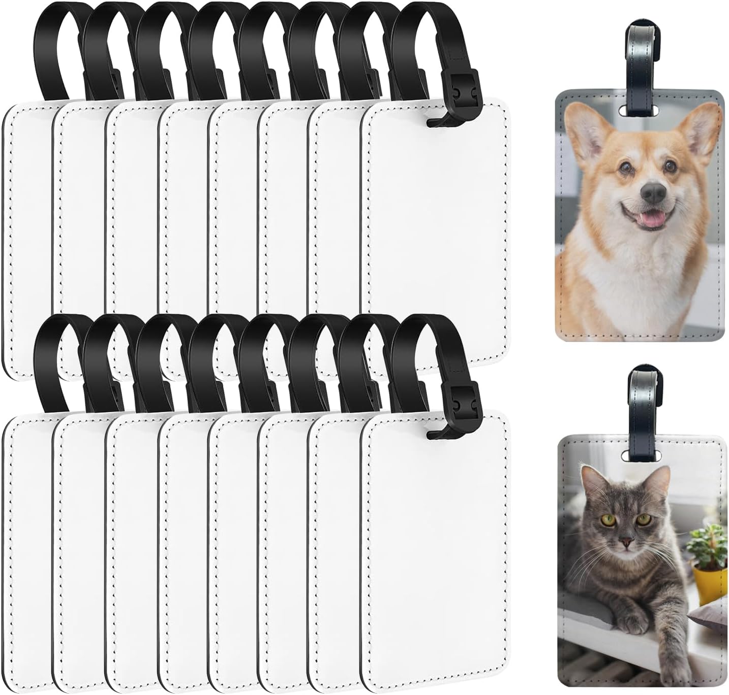 Amazon.com: 16 Pack Sublimation Luggage Tags PU Leather Name Tags ...