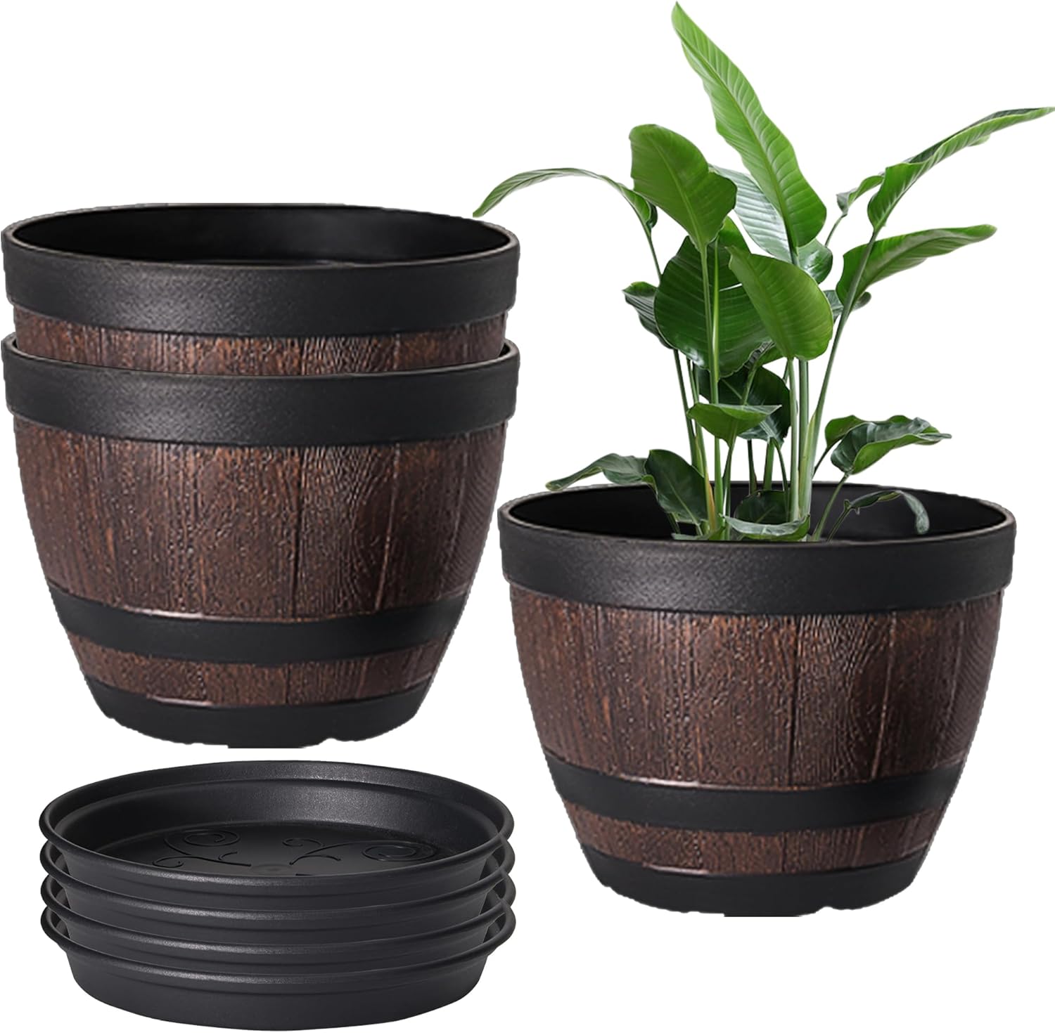 Amazon.com: VECELO Plant Pots with Drainage Holes & Saucer, 9 Inch ...