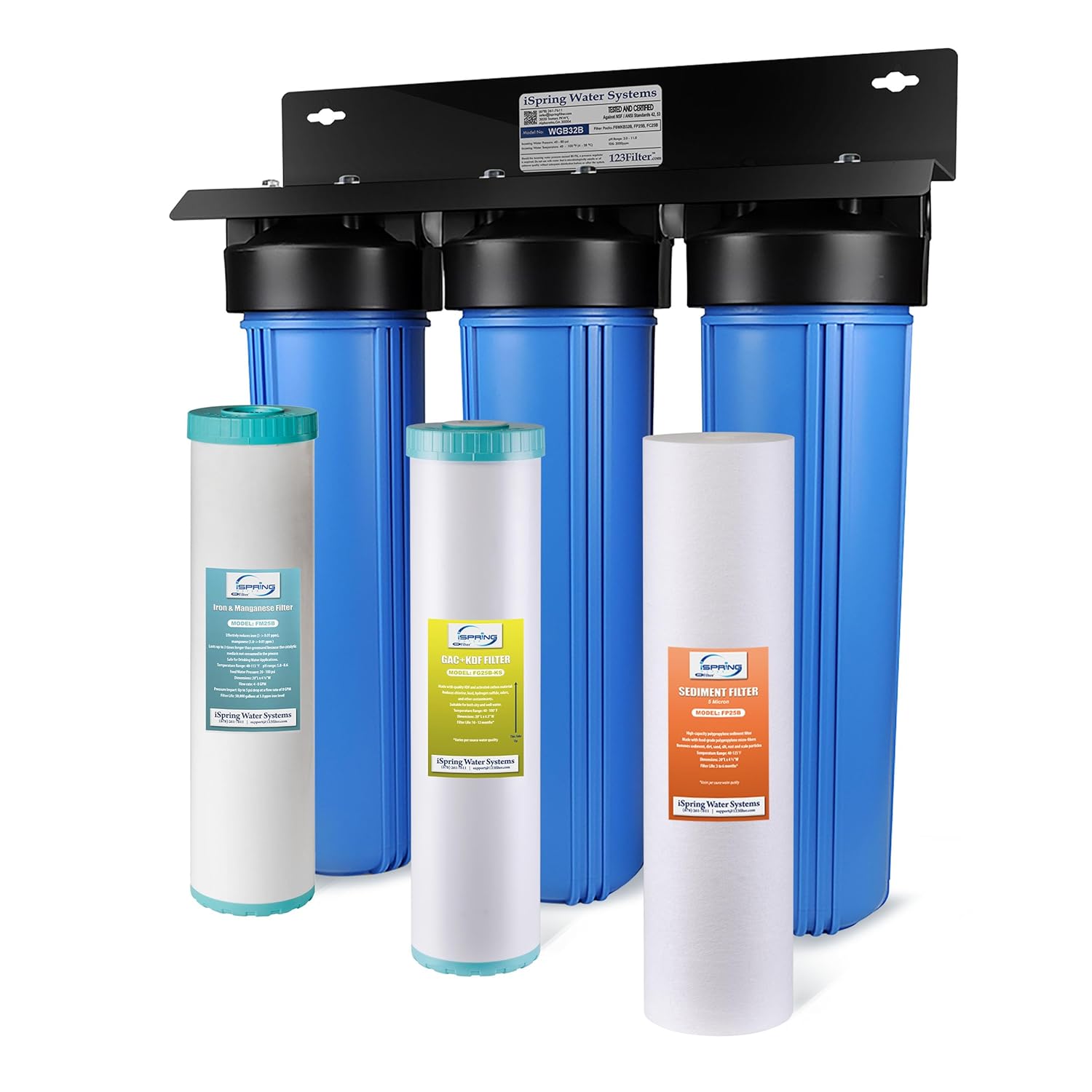 iSpring Iron, Hydrogen Sulfide, PFAS Whole House Water Filter System ...