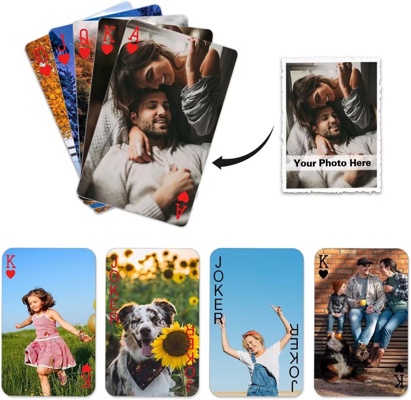 Amazon.com: EAQ Custom Playing Cards with Photo/Text, Personalized ...