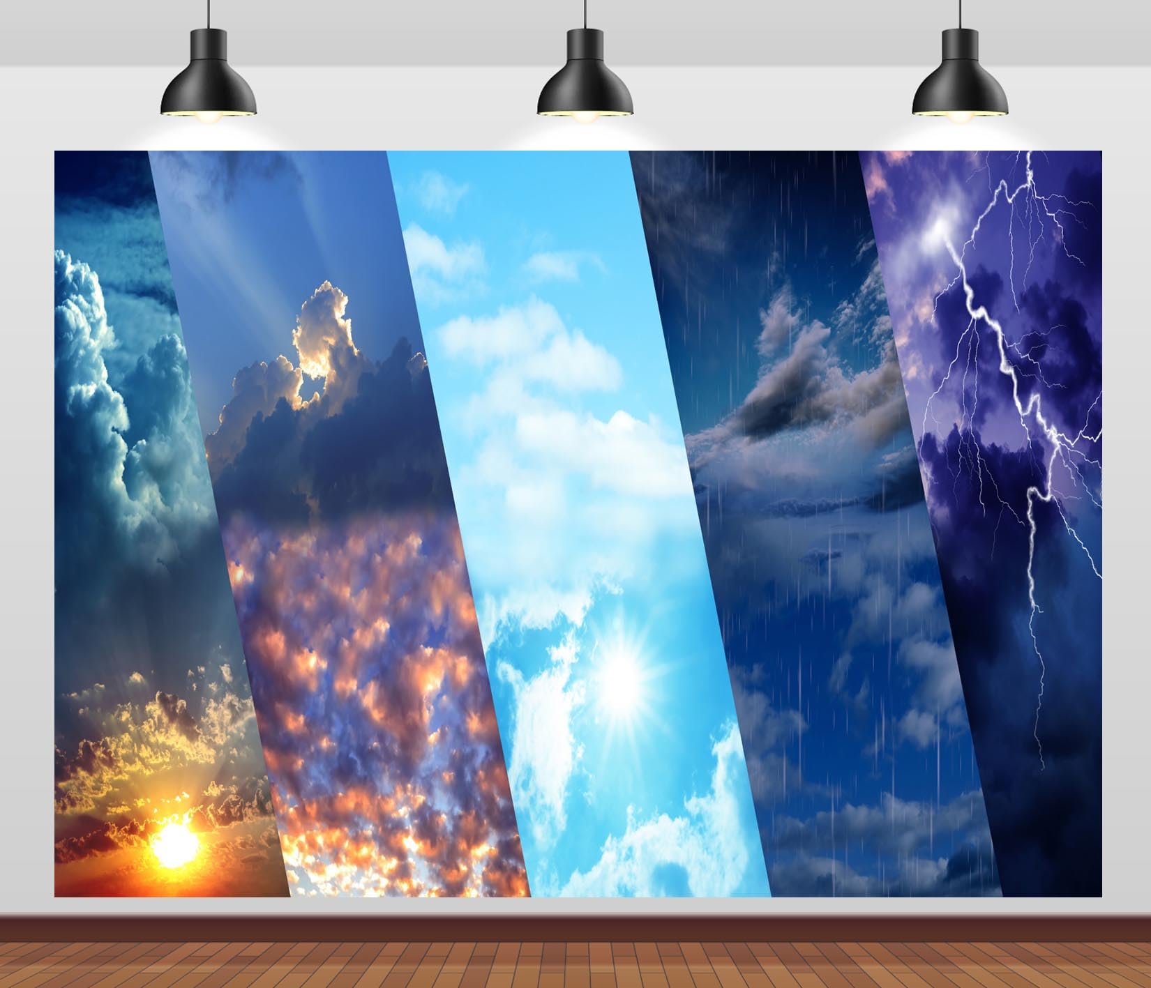 Amazon.com : CORFOTO 7x5ft Fabric Weather Station Backdrop Sunny Cloudy ...