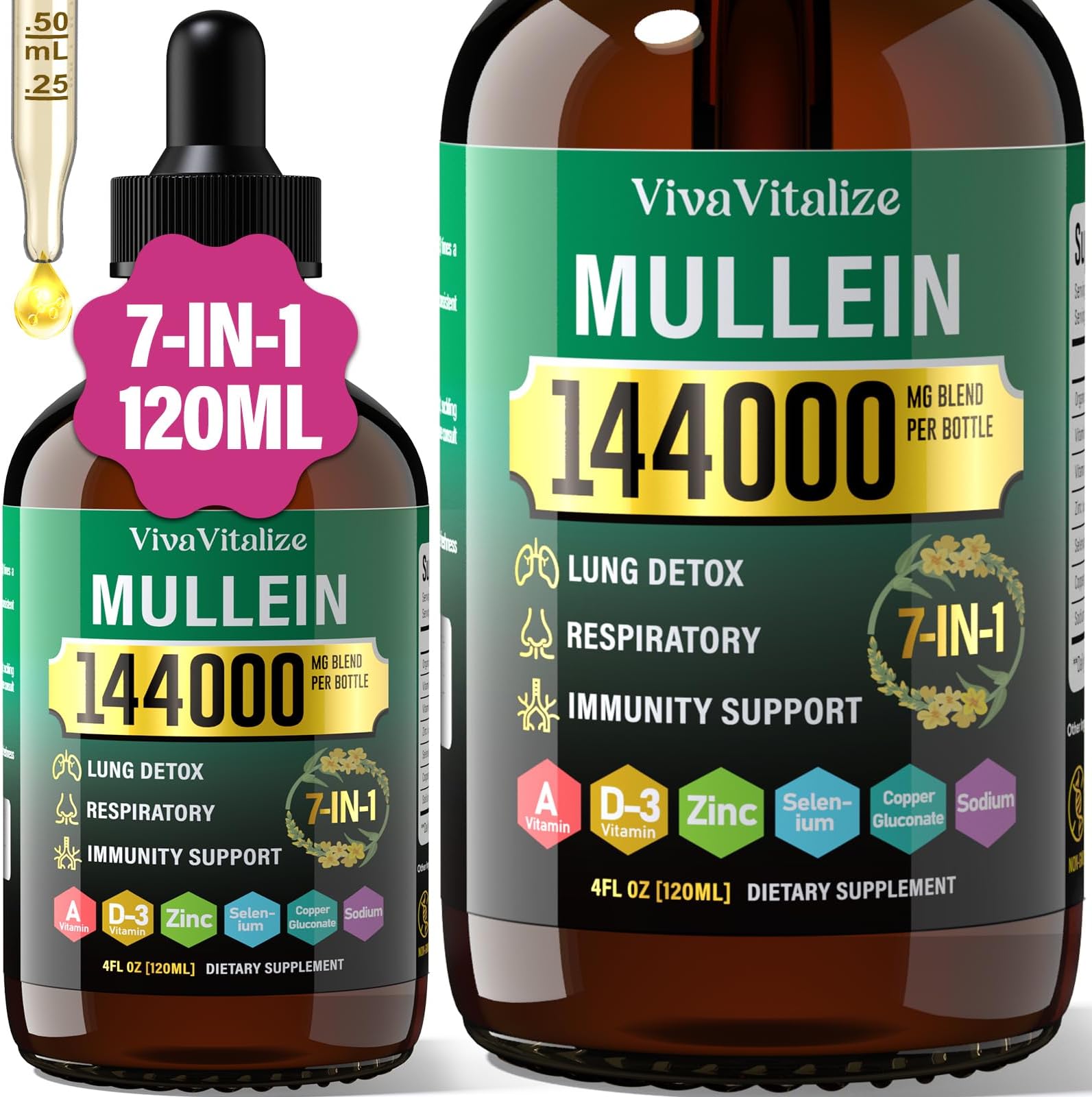 Amazon.com: Mullein Drops for Lungs,144000mg Mullein Leaf Extract for ...