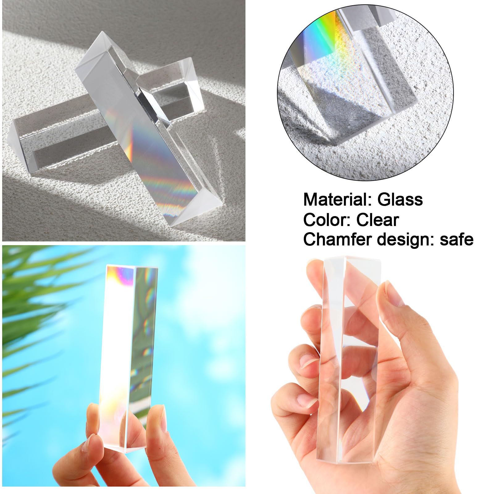 Snapklik.com : Kanayu 12 Pack Clear Triangular Prism Optical Glass ...