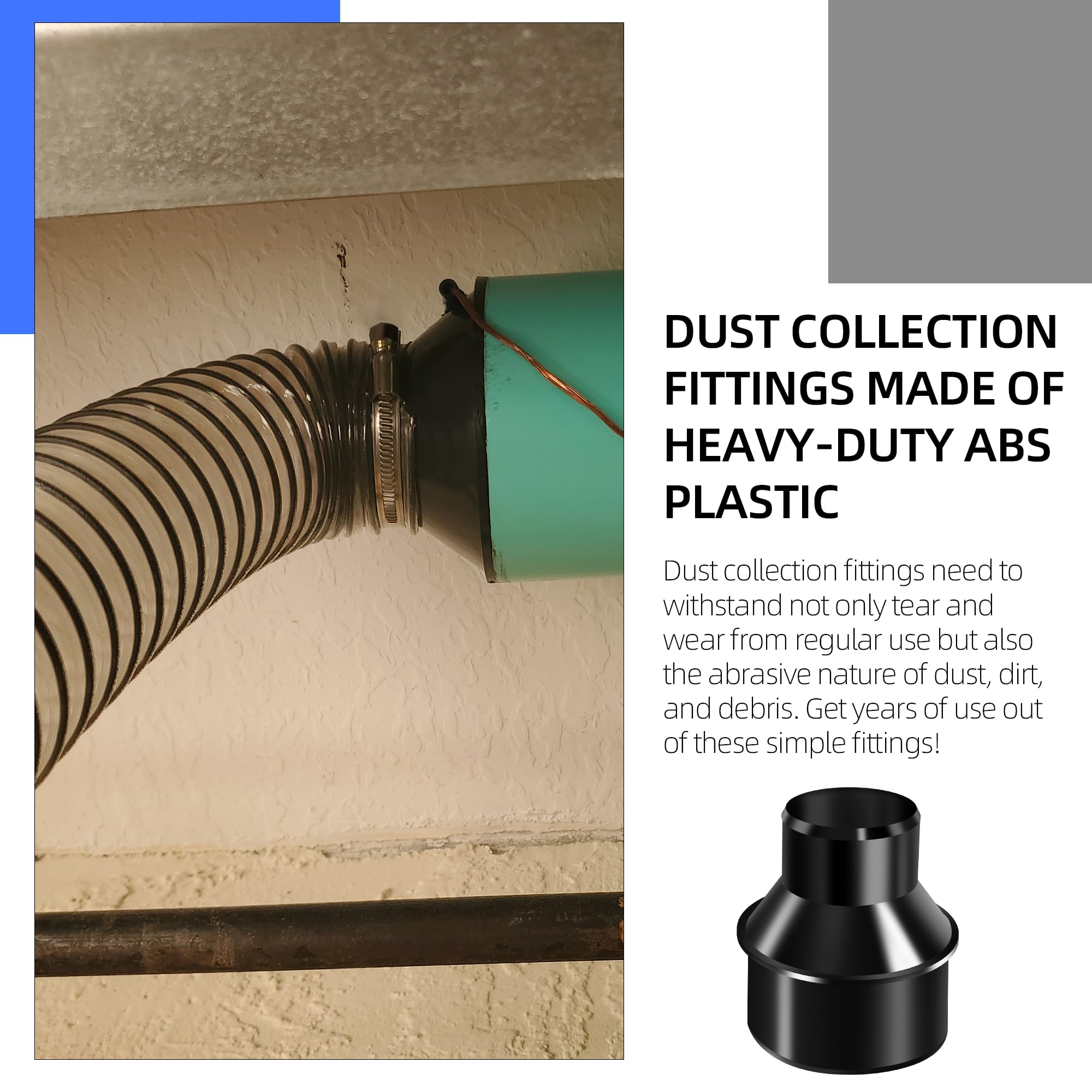 Snapklik.com : (2-Pack) 4" To 2-1/2" Hose Cone Reducer, Dust Collection ...
