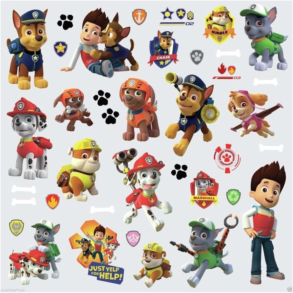 Amazon.com: Paw Patrol Figures Wall Decals Zuma Rocky Skye Chase ...