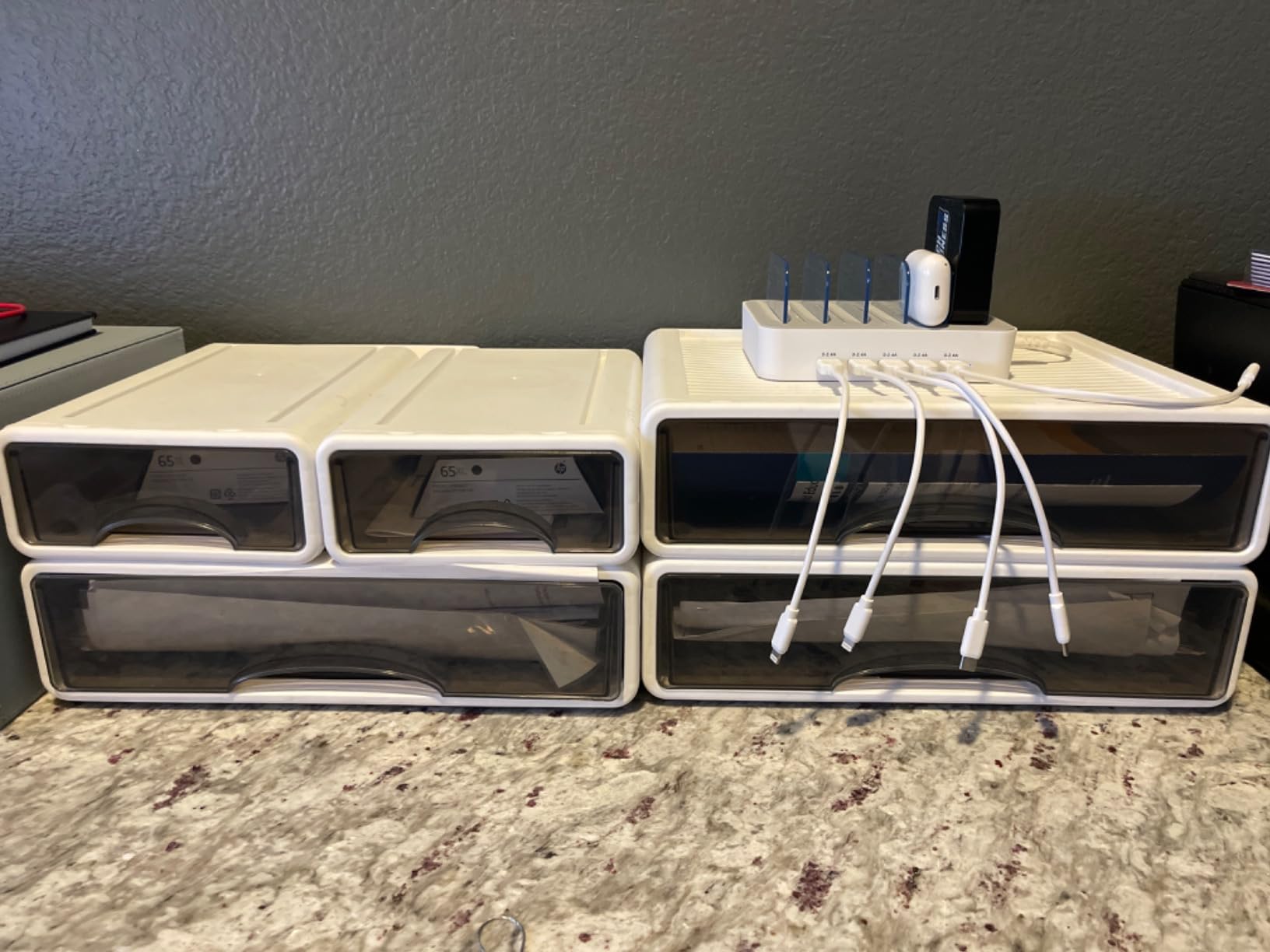 Amazon.com : 5 Pcs Desk Storage Box Drawers Desk Stackable Office ...