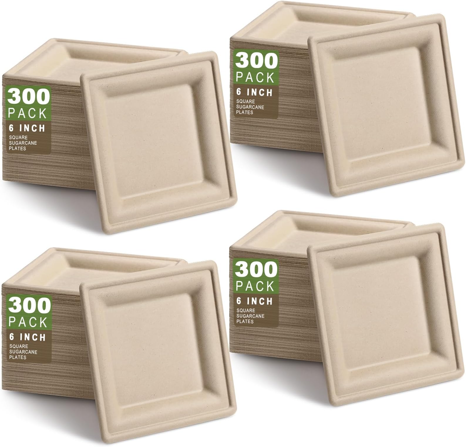 Amazon.com: Zhehao 300 Pack Square Paper Plates Heavy Duty Disposable ...