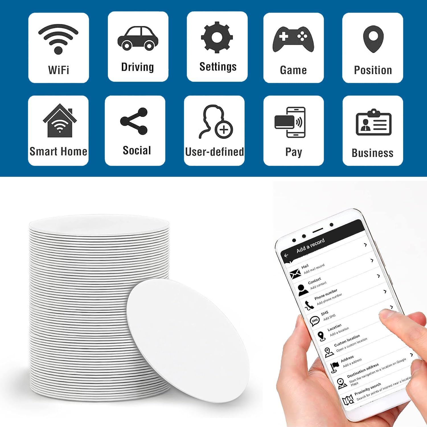 NTAG213 Rewritable Stickers 50 Pcs NFC Tags Stickers - NTAG213 ...