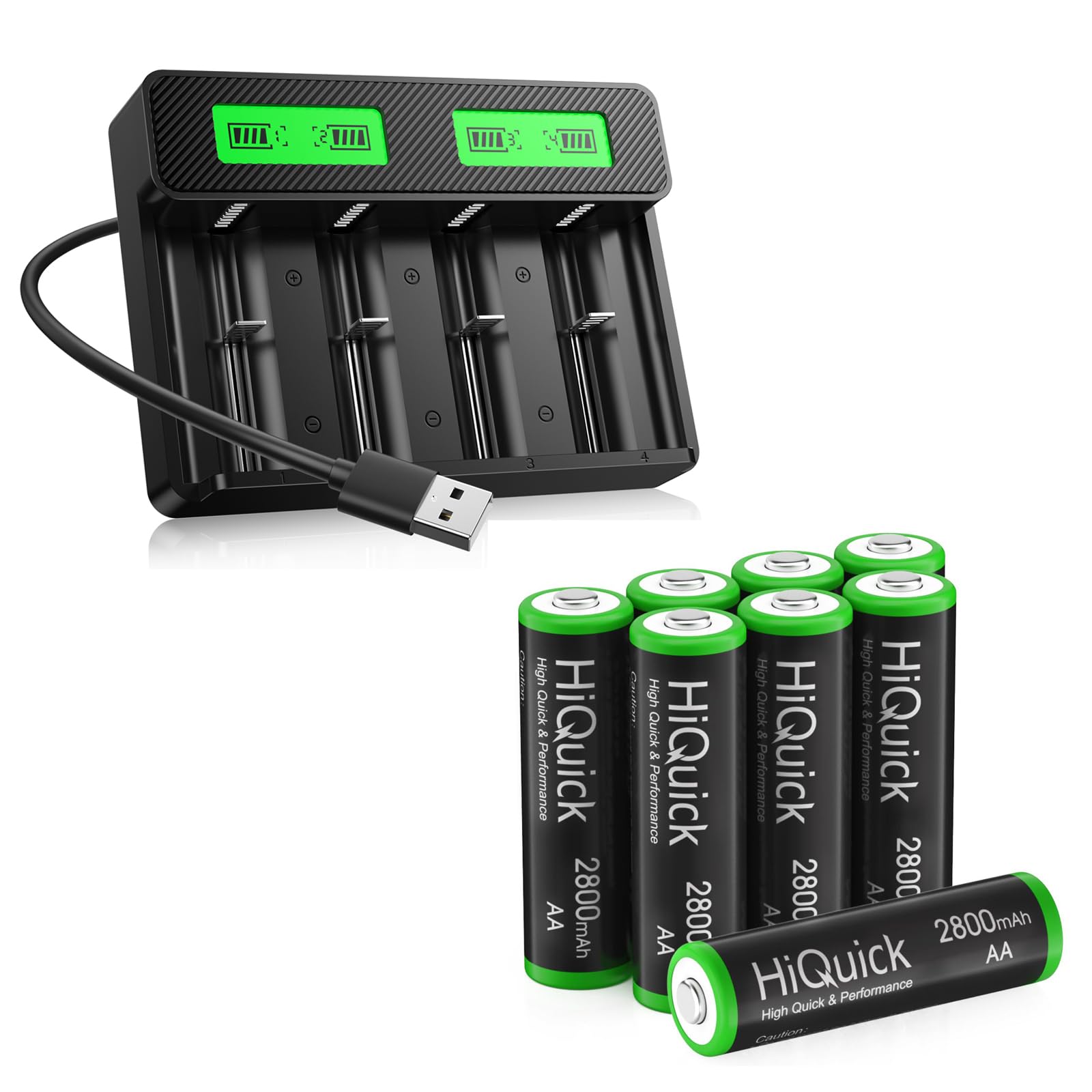 Amazon.com: HiQuick Universal Battery Charger with Built-in USB Cable ...