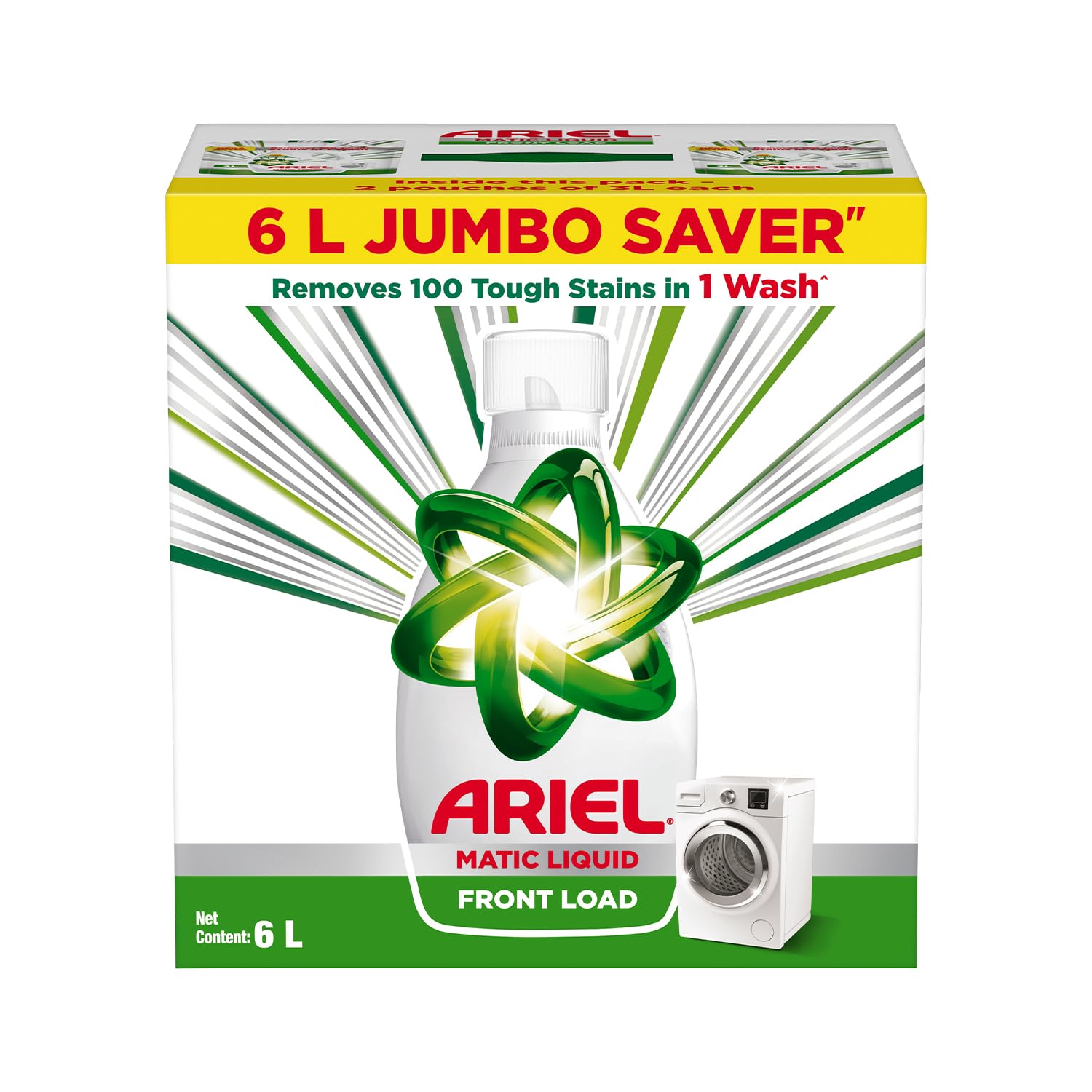 Ariel Liquid Detergent Front Load - 6L | Removes 7 day dried-in Stains ...