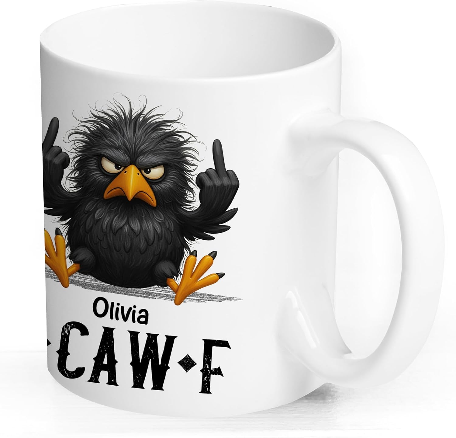 Amazon.com: Wrappiness Personalized CAW-F Black Crow Mug - Funny ...