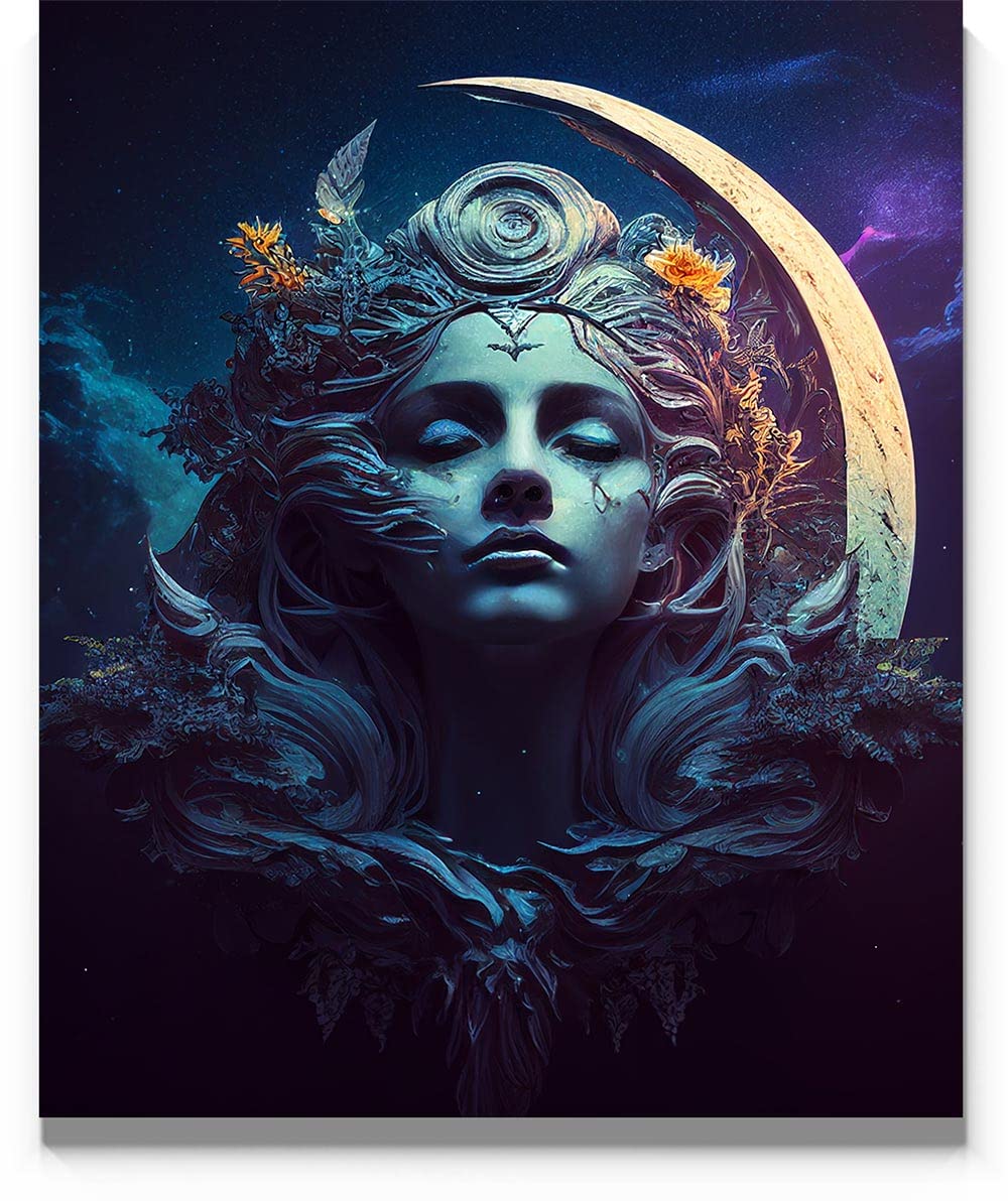 Amazon.com: Celestial Moon Goddess Poster 11"x14" Wall Art, Artemis Fantasy Art, Ideal Teen ...