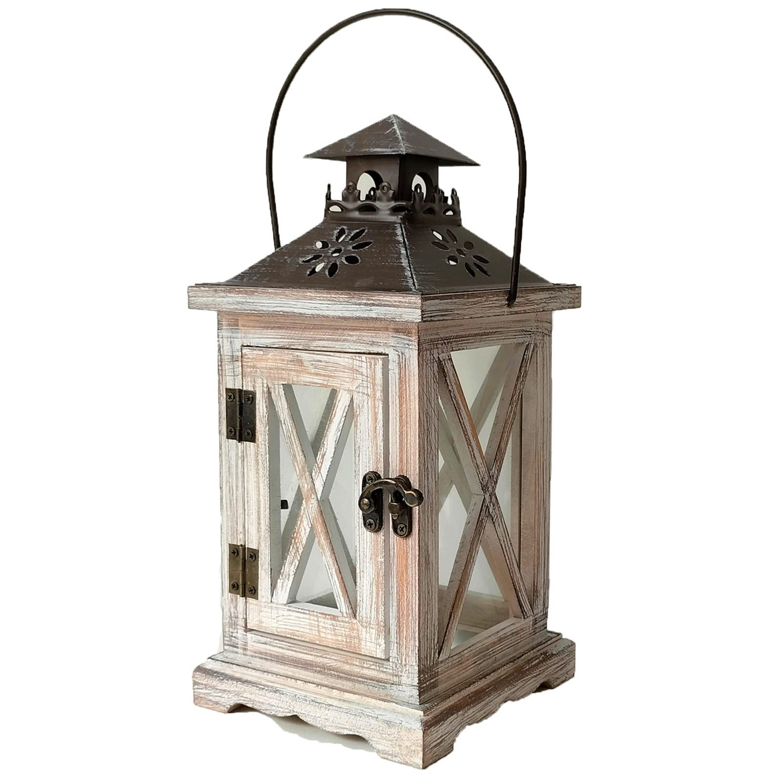 Amazon.com: Vintage Wooden Rustic Lantern, SYCYULAN Decorative Candle ...
