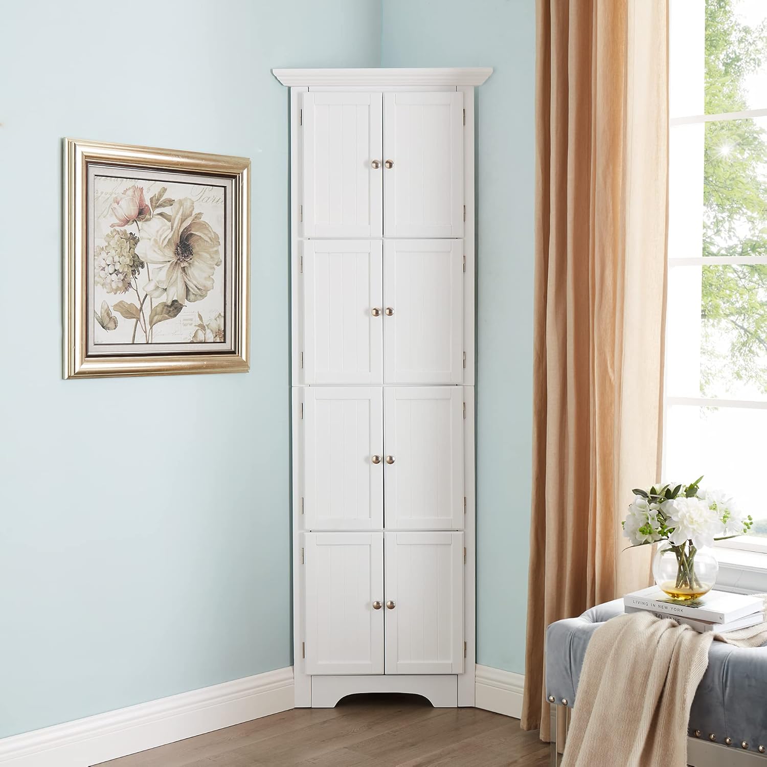 Amazon.com: 72 Inch Tall Corner Storage Cabinet with 8 Doors, 4-Tier ...