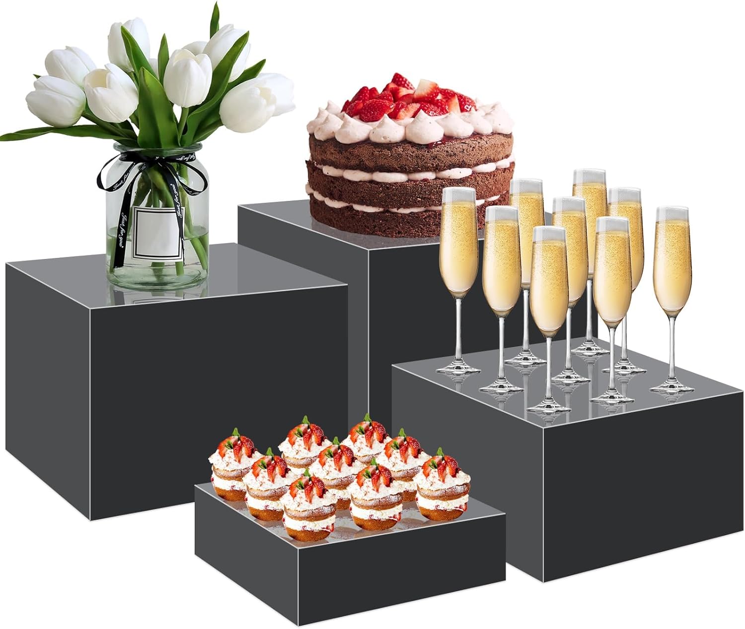 Amazon.com: Hugestar 4pcs Buffet Risers, Food Display Stands for Buffet ...