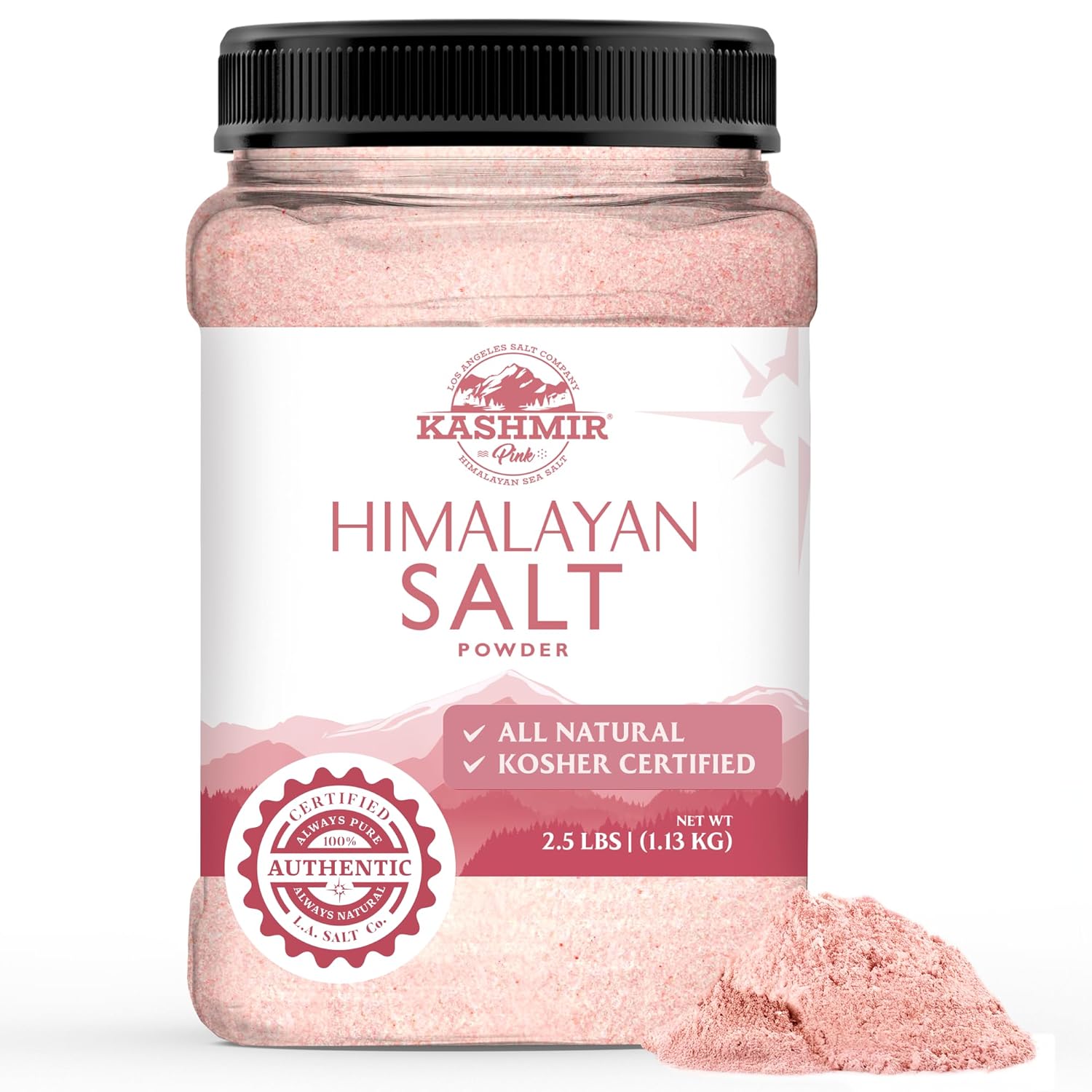 Amazon.com : LA SALT CO Kashmir 2.5 Lbs Pink Himalayan Salt Jar, Powder ...