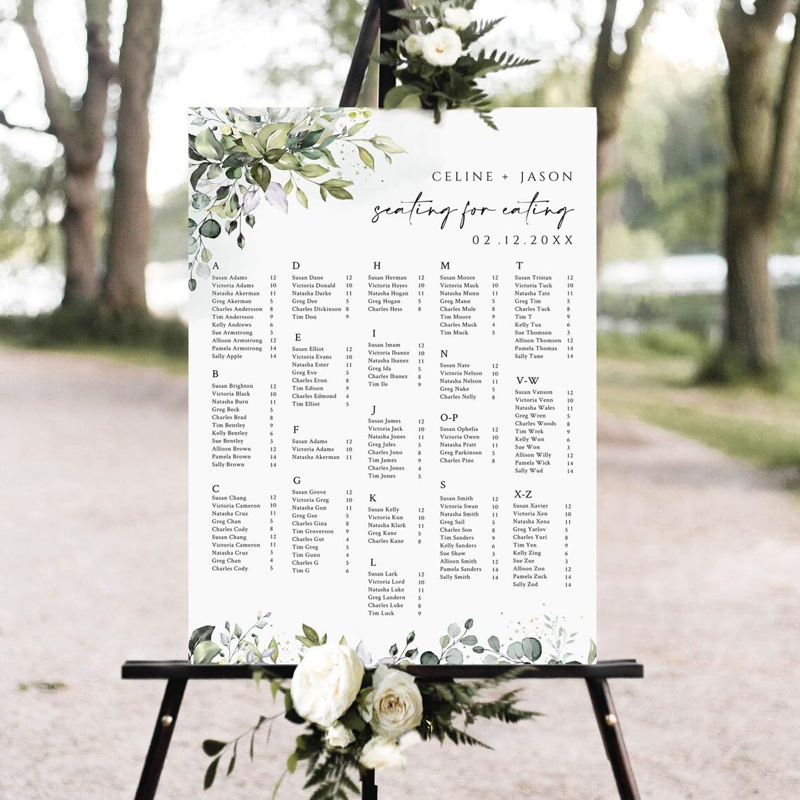 Amazon.com : Personalized Wedding Guest Seating Chart, Custom Guest ...