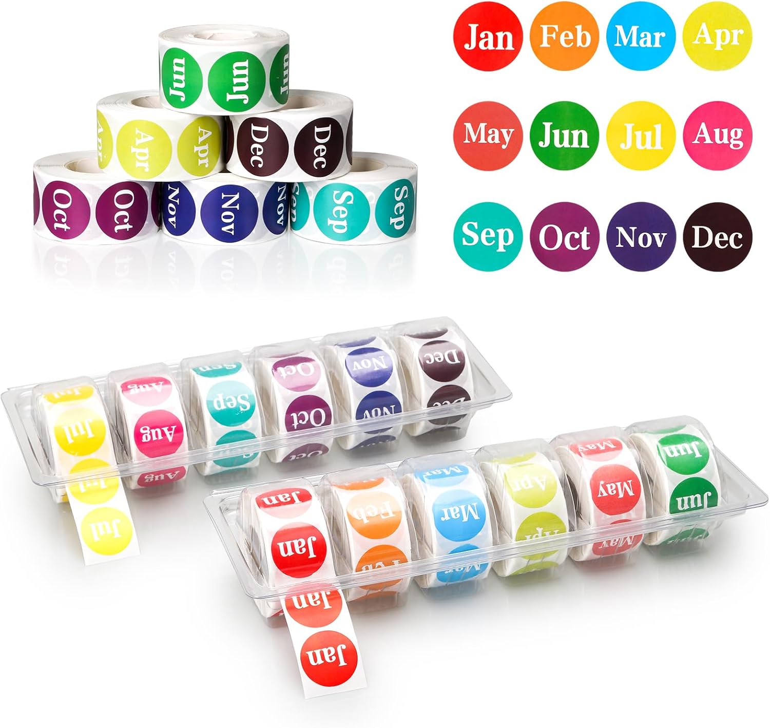 Amazon.com : 2 Pcs Monthly Label Holder Organizer with 6000 Pcs Round ...