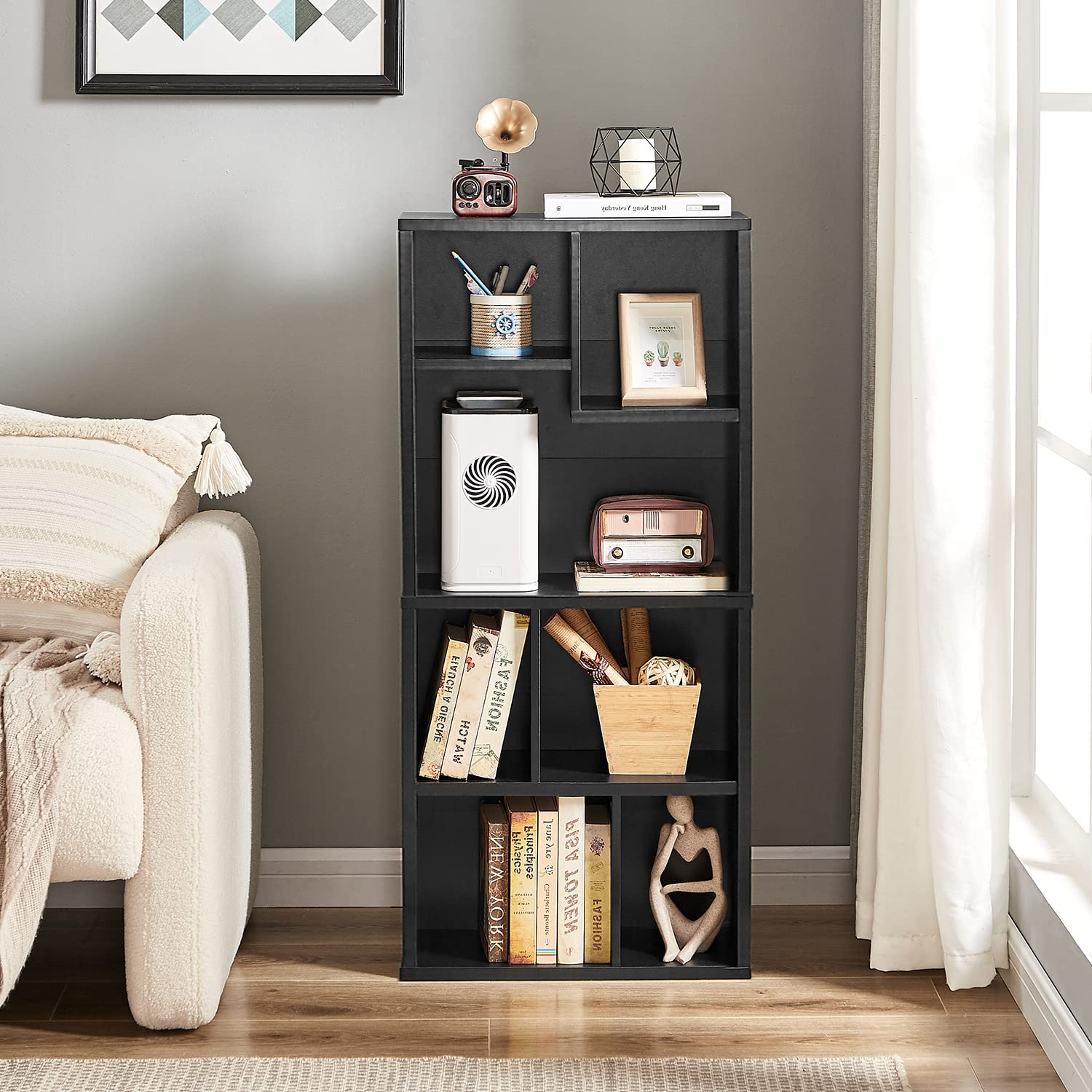 VECELO 42 Inch High Bookcase, 4-Tier Modern Storage Cabinet with Height ...