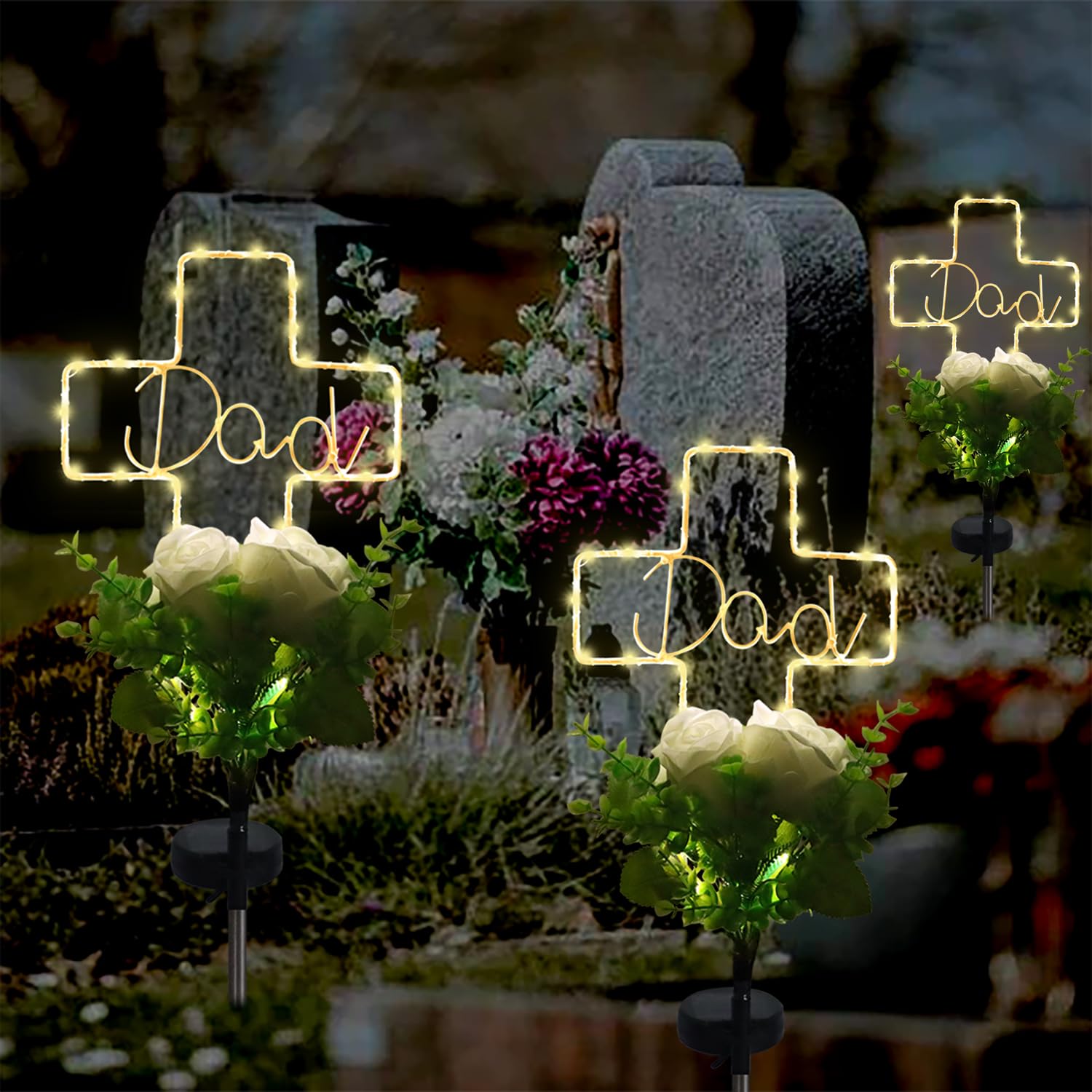Cross For Graves Solar Power Solar Lights For Cemetery,Solar Cross