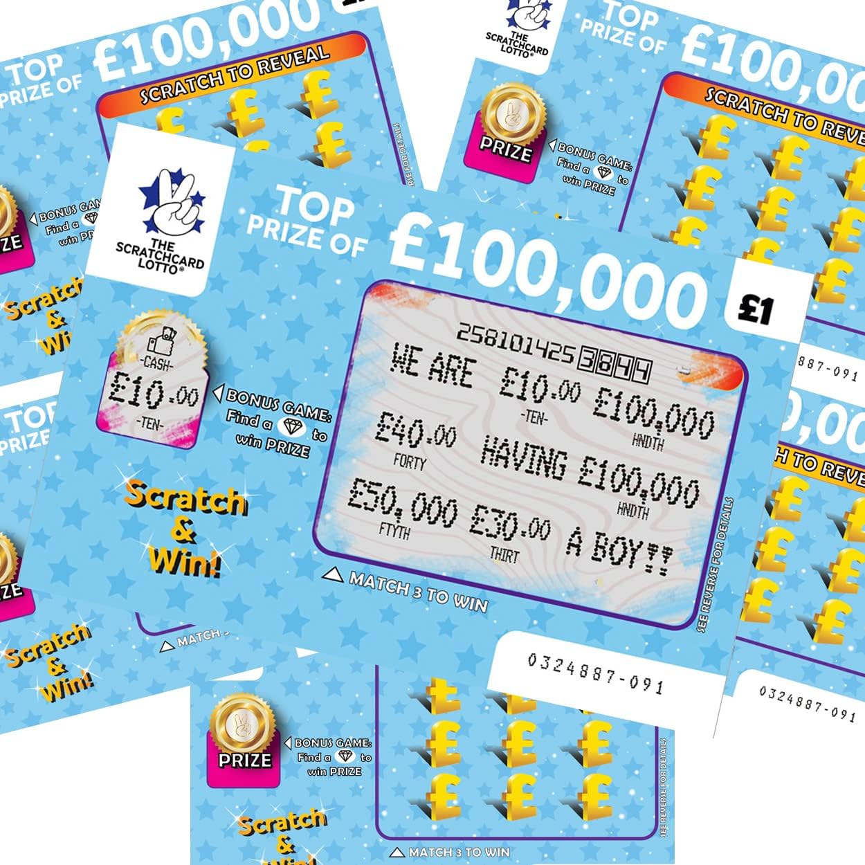 Pack of 6 Baby Pregnancy Announcement Reveal Lottery Scratch Cards Fun ...
