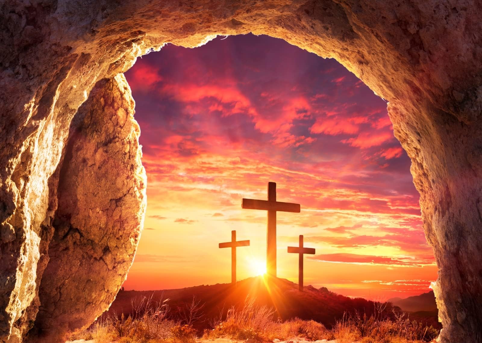 Amazon.com : BELECO 7x5ft Fabric Easter Tomb Backdrop Sunrise Holy ...
