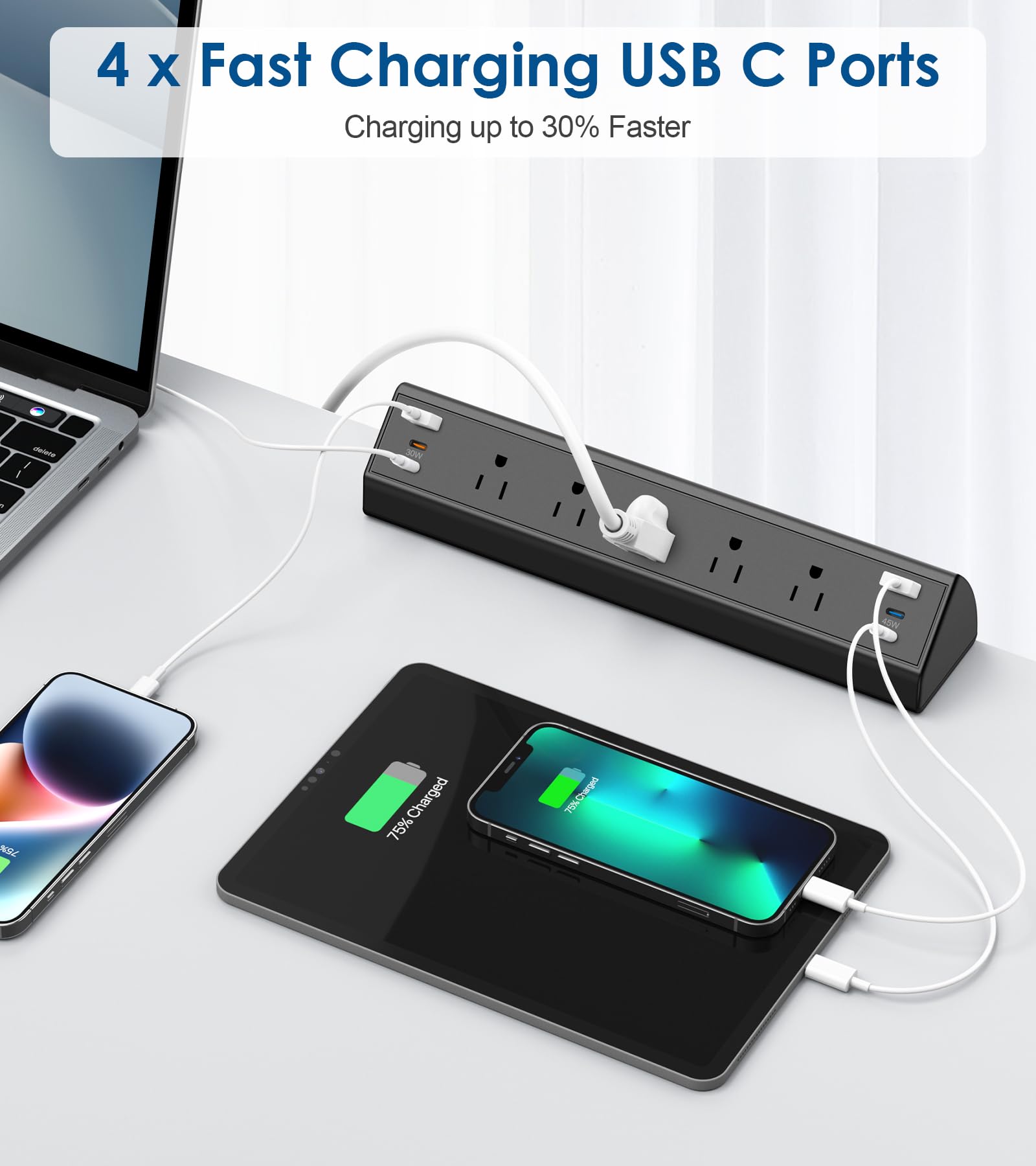 Snapklik.com : Desk Clamp Power Strip USB C,75W Total Fast Charging ...