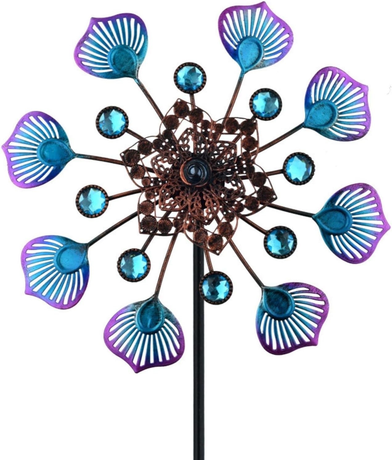 Amazon.com: TEENGSE Metal Peacock Windmill Garden Decor, 35.4inch Wind ...