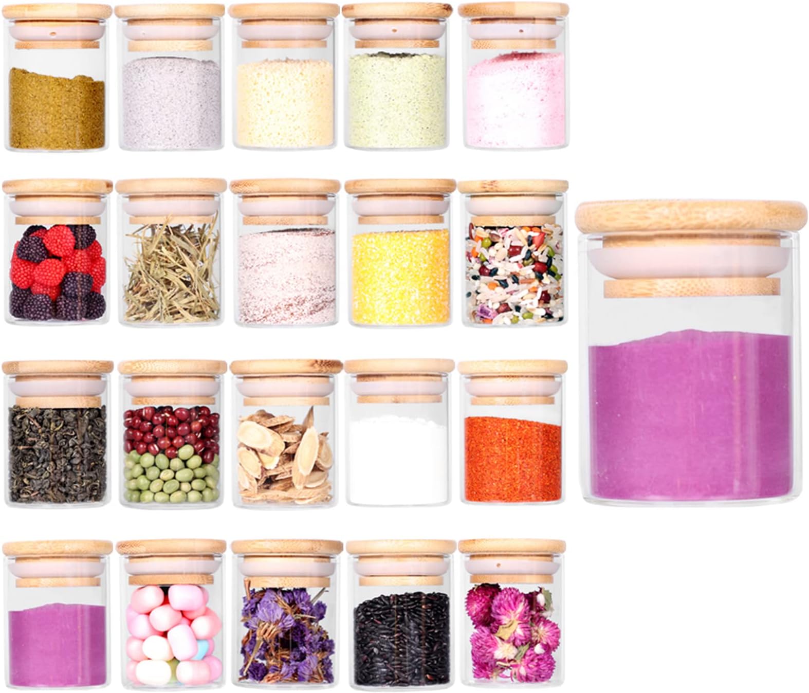Amazon.com: GMISUN Spice Jars with Bamboo Lids, 20 Pack 2.5oz Glass ...