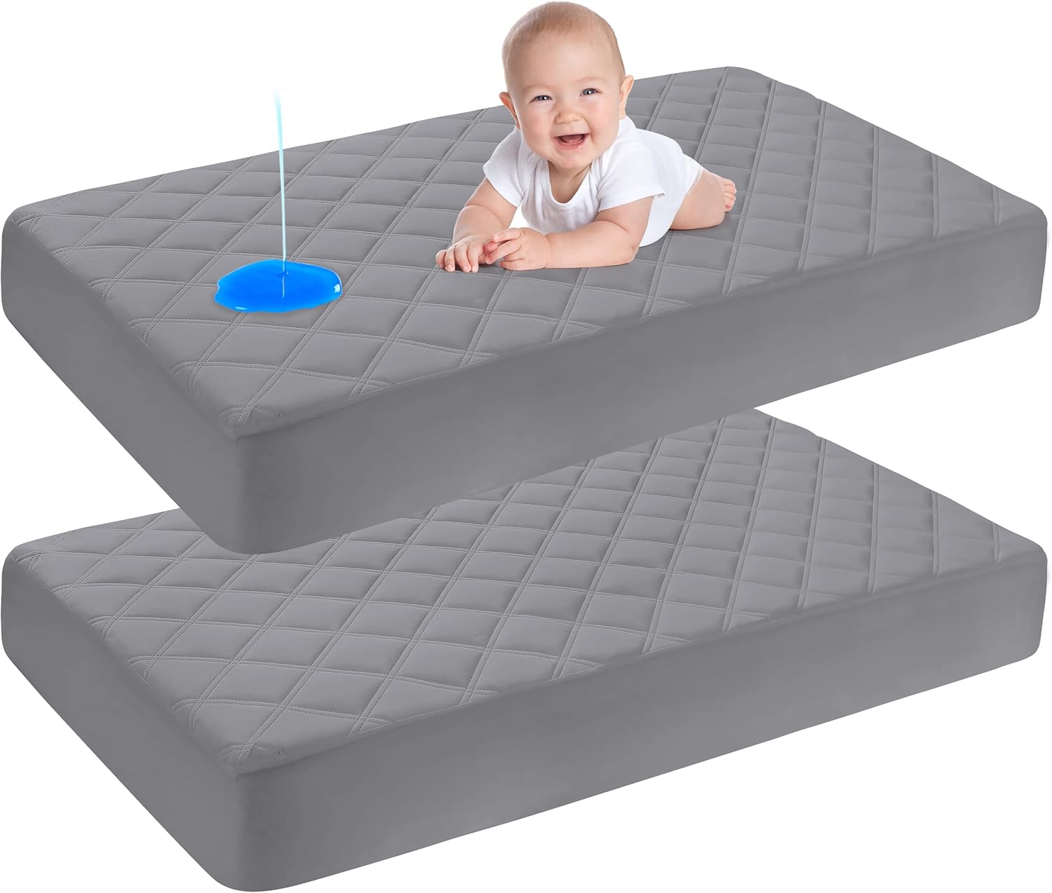 Amazon.com : Yoofoss Waterproof Crib Mattress Protector 2 Pack, Quilted ...