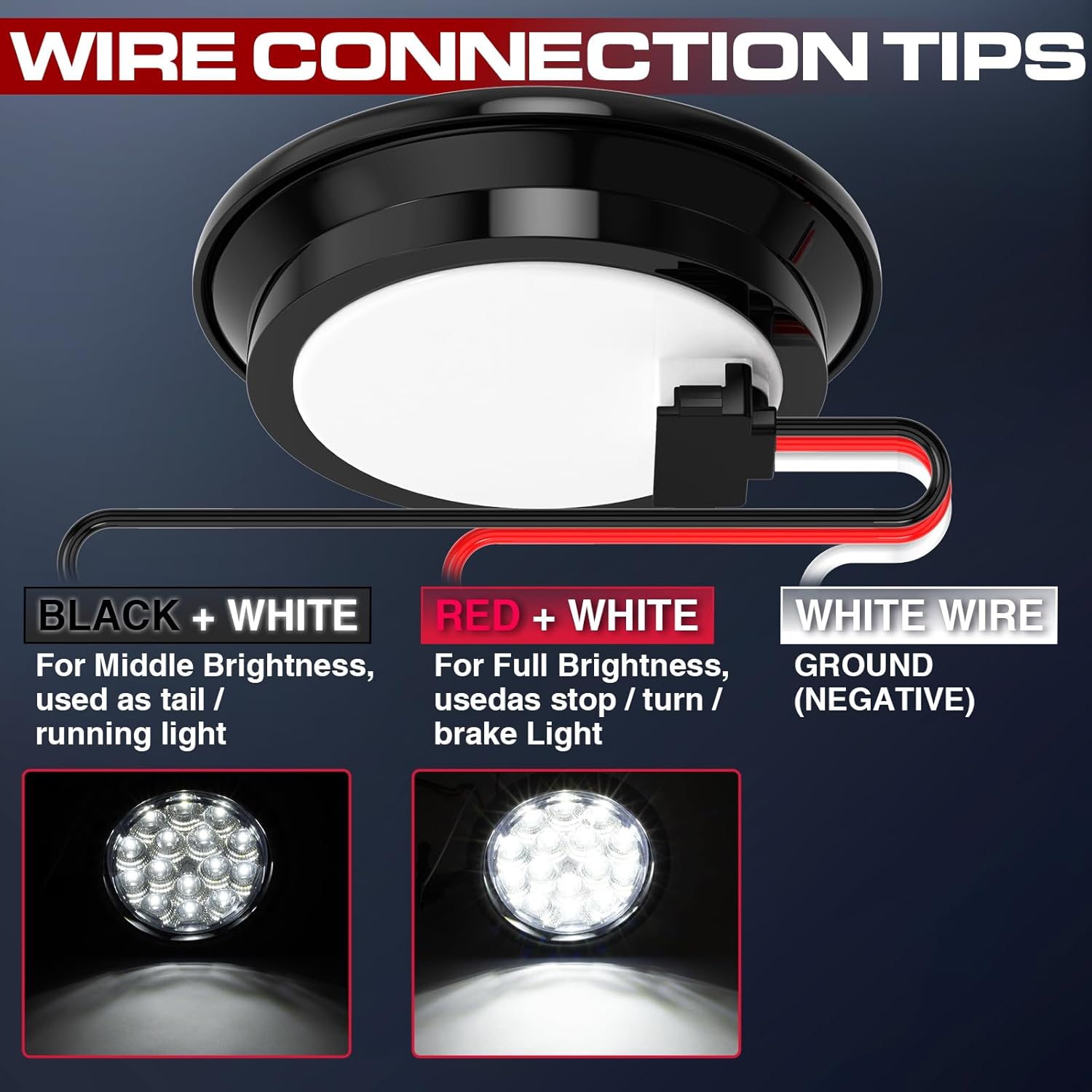 NBXPOW 2 luces LED de remolque de 4 pulgadas, luces traseras de freno ...