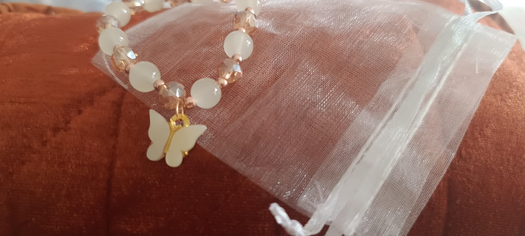 Buy Rack Jack Crystal Beaded Butterfly Charm Bracelet Free Size ...