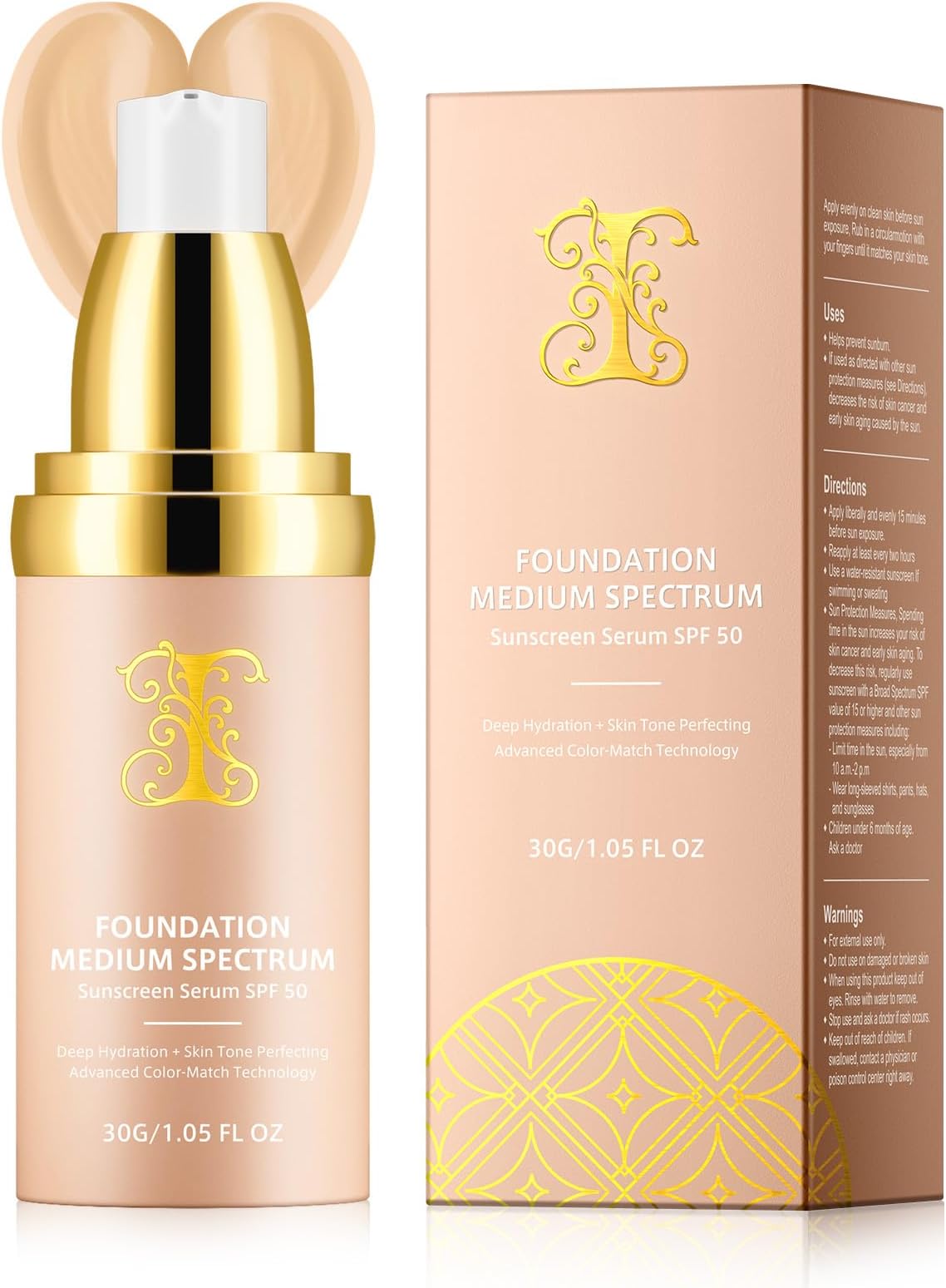 Amazon.com : 4 in 1 Foundation With SPF 50+, Longwearing & Waterproof ...