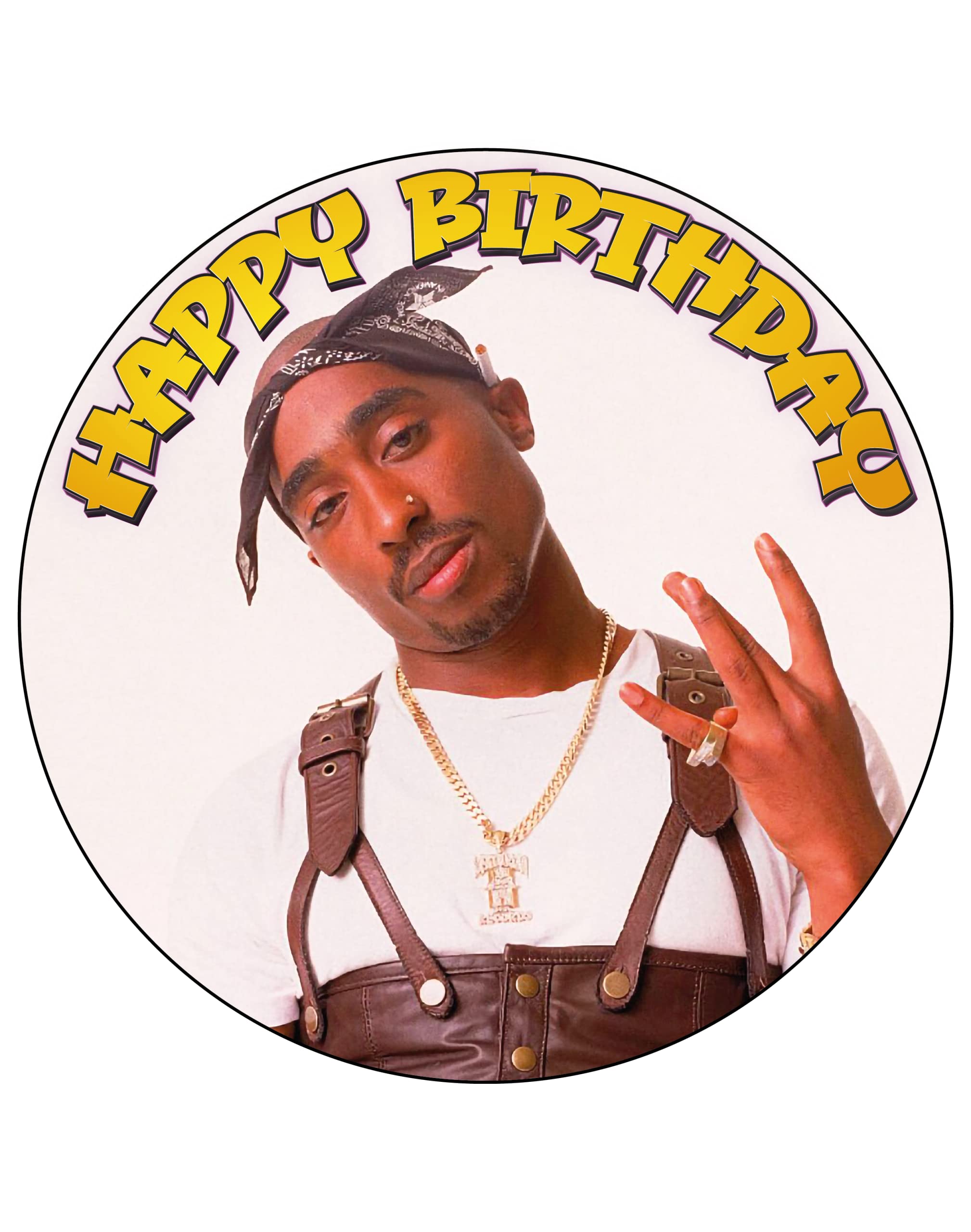 Buy 7.5 tupac Cake Topper – Round Edible Birthday Cake Decorations ...
