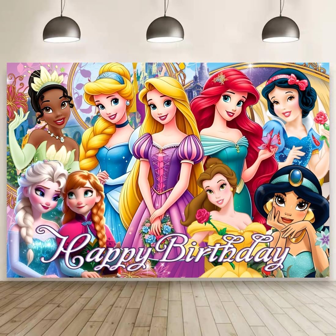Amazon.com : CICICO Princess Wall Decor Backdrop for Princess Themed ...