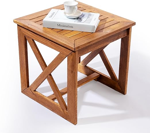 Amazon.com: ARROWSTONE 100% Acacia Wood Small Table, Outdoor Side Table ...