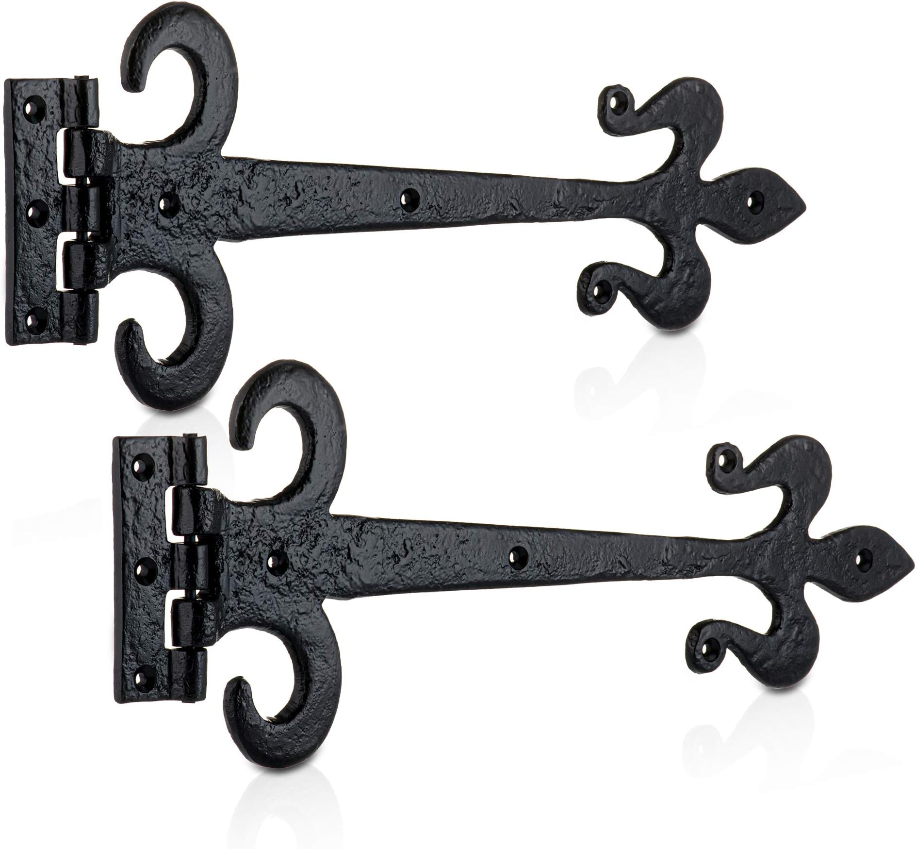 XFORT 264mm Black Antique Fleur De LYS Hinge Front, Cast Iron Gate ...
