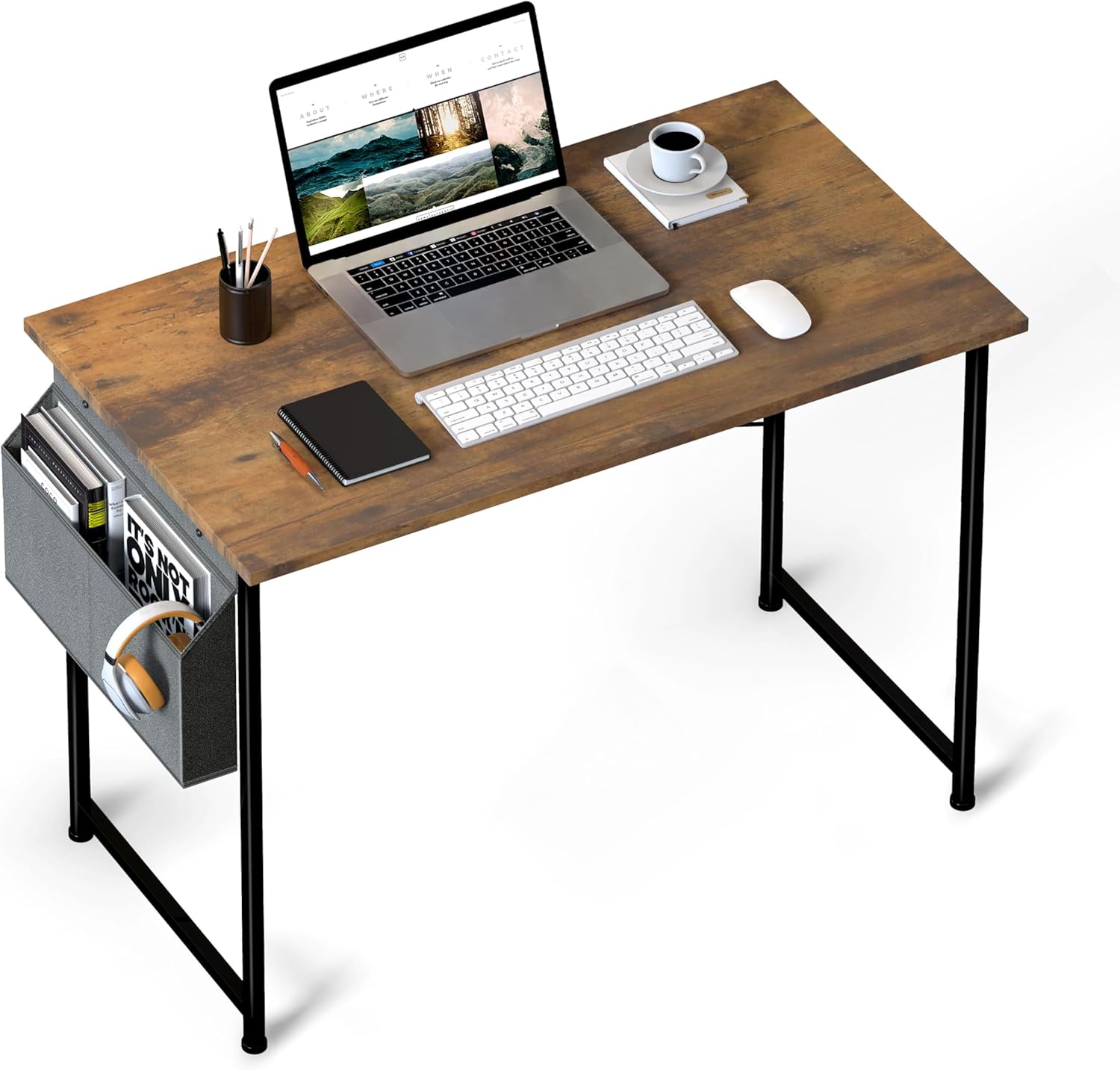 Amazon.com: HealSmart Home Office Computer Brown Small Desk, Modern ...