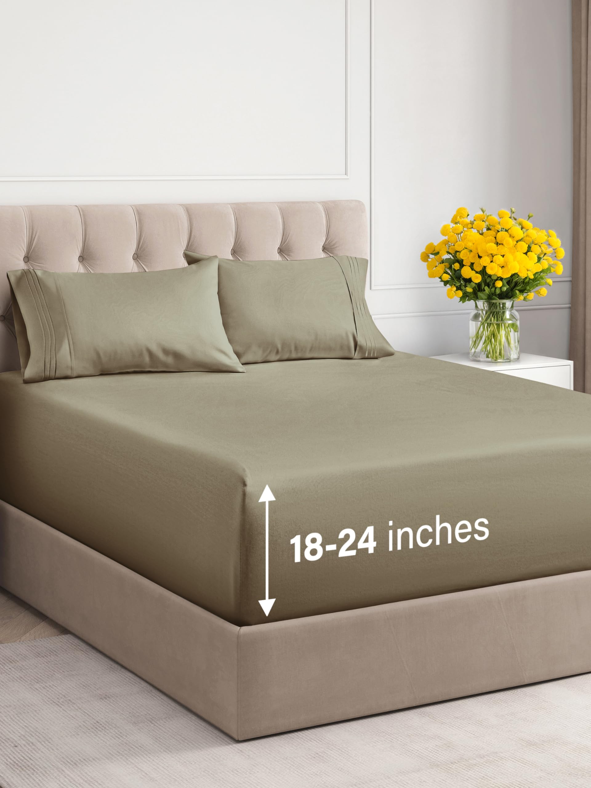 Amazon.com: Extra Deep Pocket Cal King Sheets - 4 Piece Breathable ...