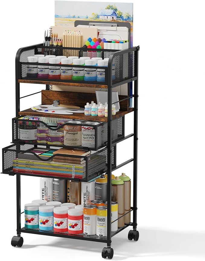 Amazon.com: Art cart, 5 Tier Rolling Cart - Utility Cart with Storage ...
