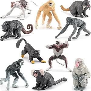 Amazon.com: ONEST 10 Pieces Mini Monkey Figurines Playset Hand Painted ...