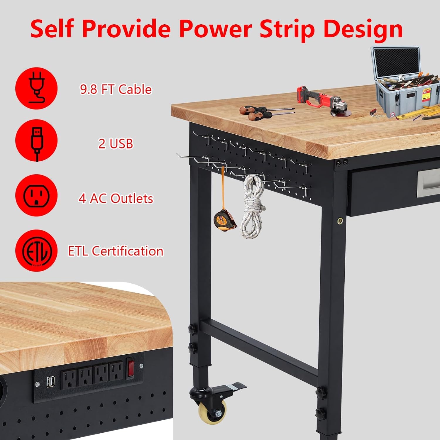 Snapklik.com : Workbench Adjustable Height 48" X 24" Worktable, Heavy ...
